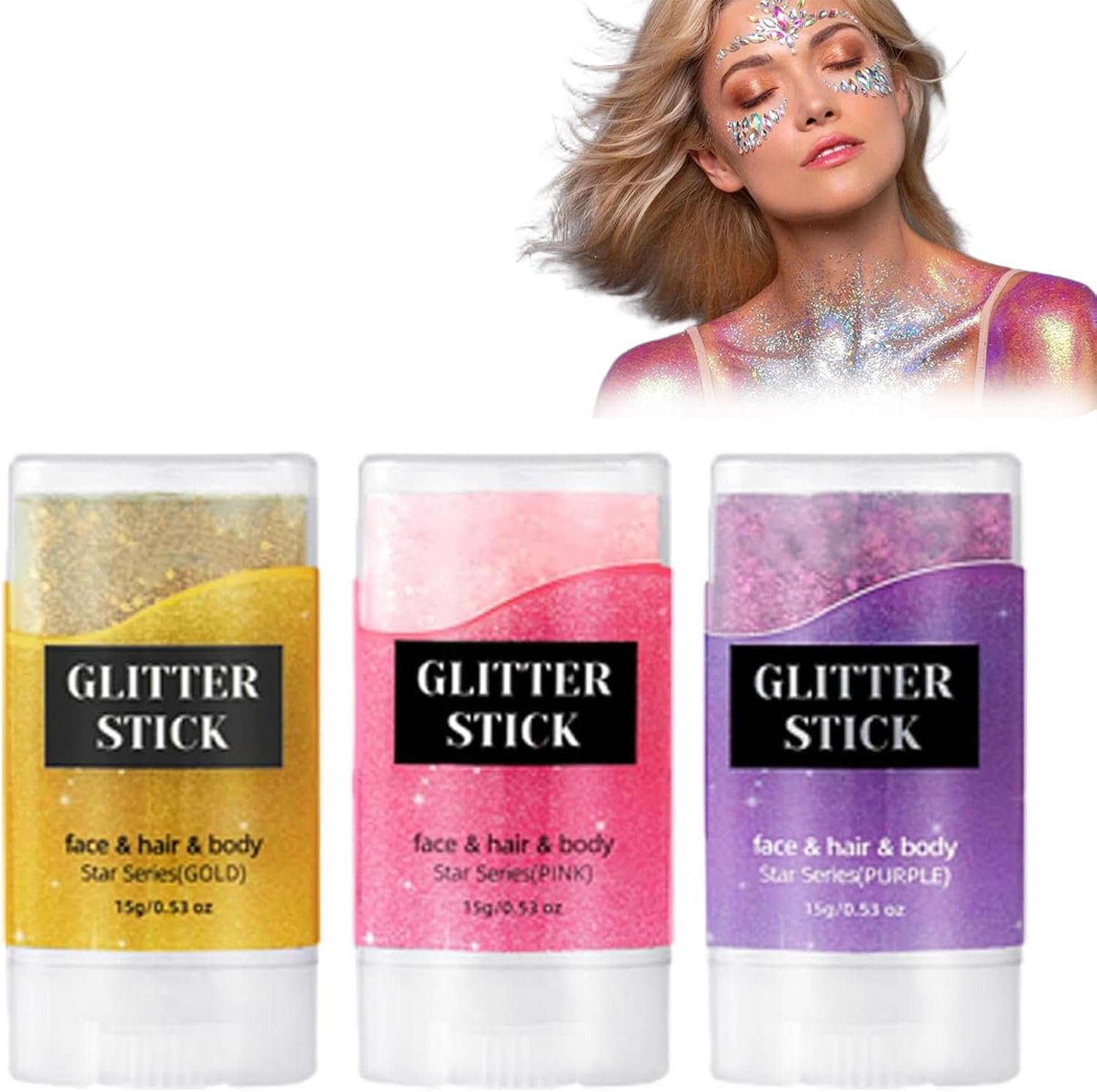 Liplaya Glitter Stick, Glitter Stick Hair and Body, Red White Blue ...