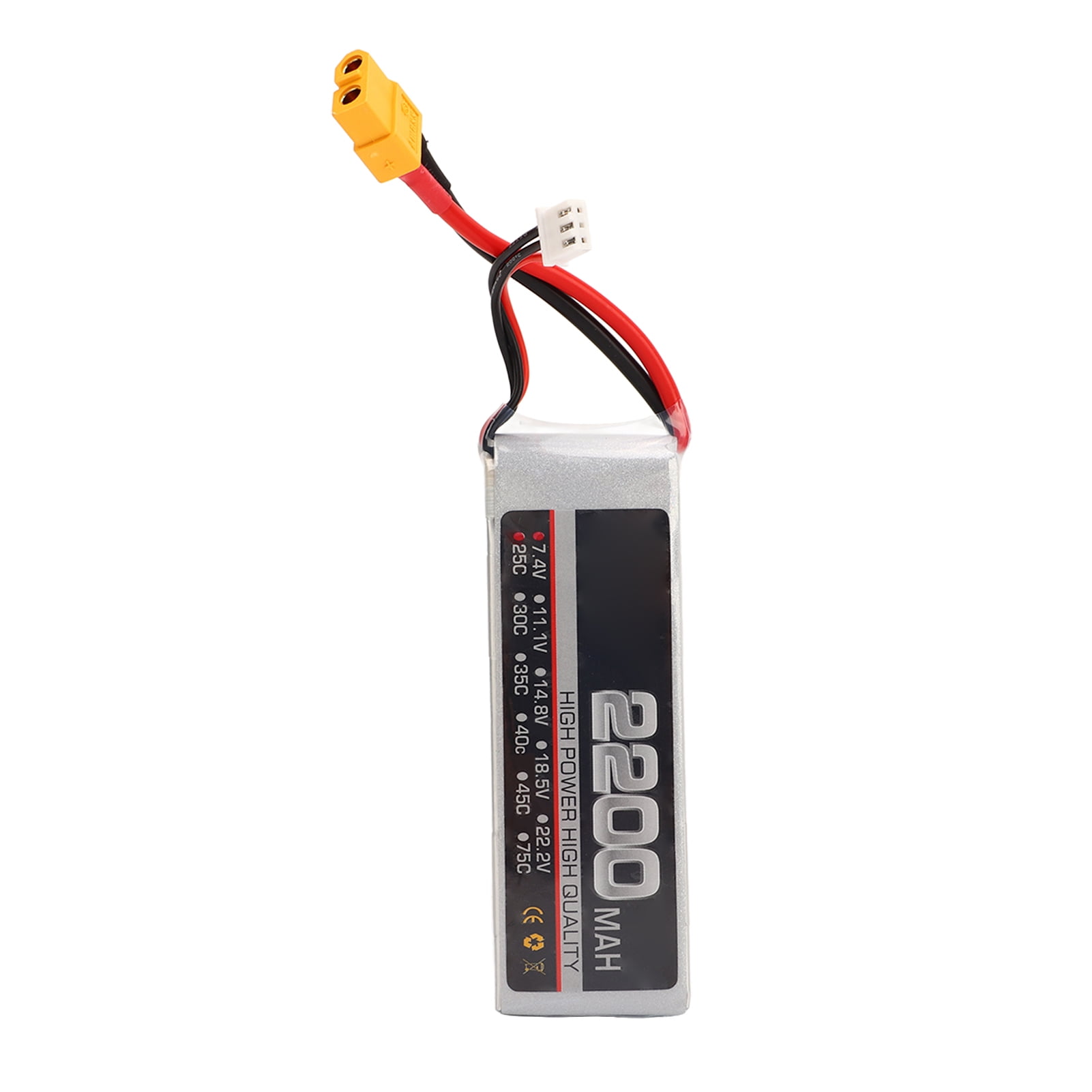 Lipo Battery 7.4V 2S 2200mAh 25C High Discharge Rate RC Batteries for ...