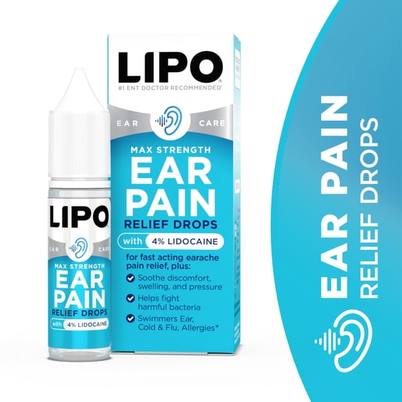 Lipo Flavonoid Ear Pain Drops with 4% Lidocaine Fast Acting Relief for ...