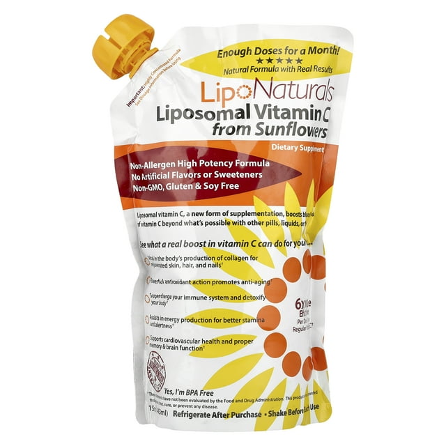 Lipo Naturals Ascorbic Acid Liposomal Vitamin C from Sunflowers, 15 oz ...