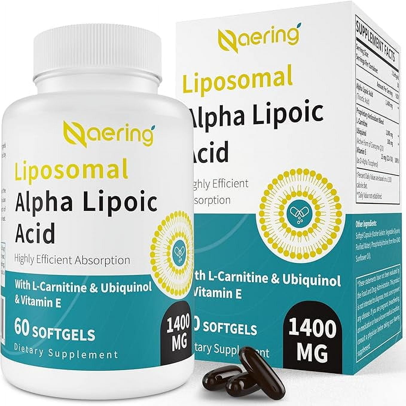 Liposomal Alpha Lipoic Acid 1400mg Softgels, ALA Supplement with L ...