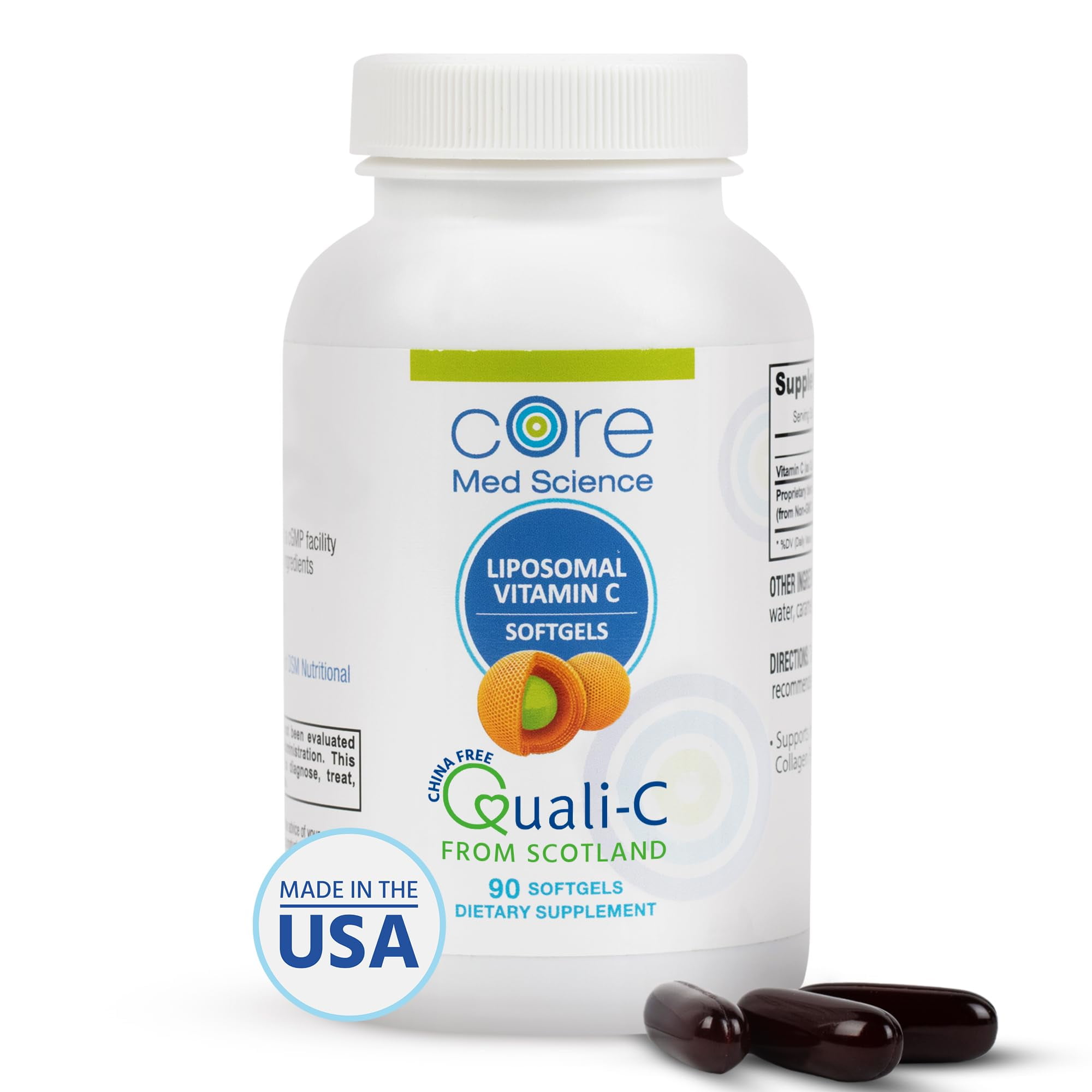 Liposomal Vitamin C 1000mg by Core Med Science, 90 Softgels - Non-GMO Natural Liposomal Vitamin ...