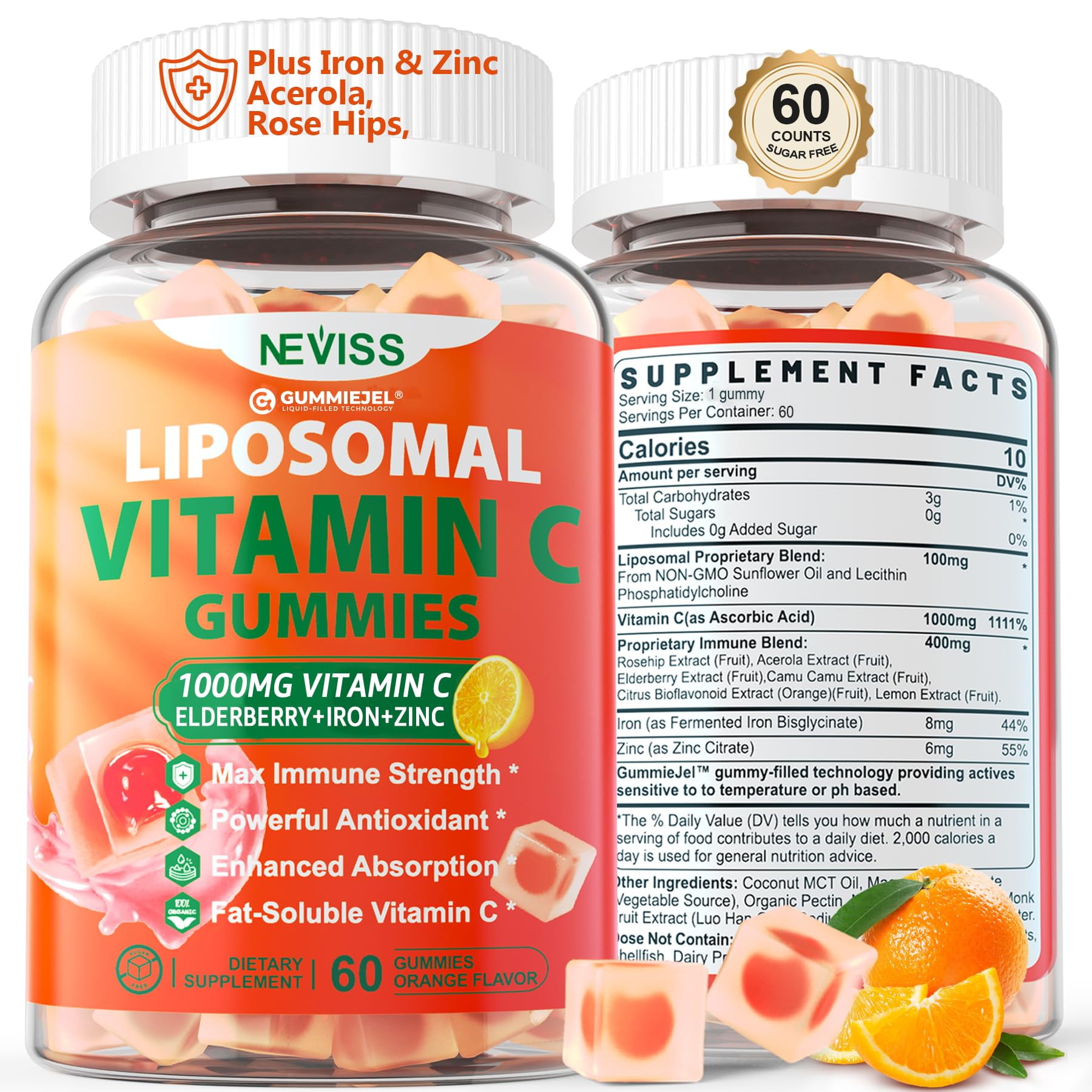 Liposomal Vitamin C 1000mg Gummies for Adults - Vitamin C Chewable ...