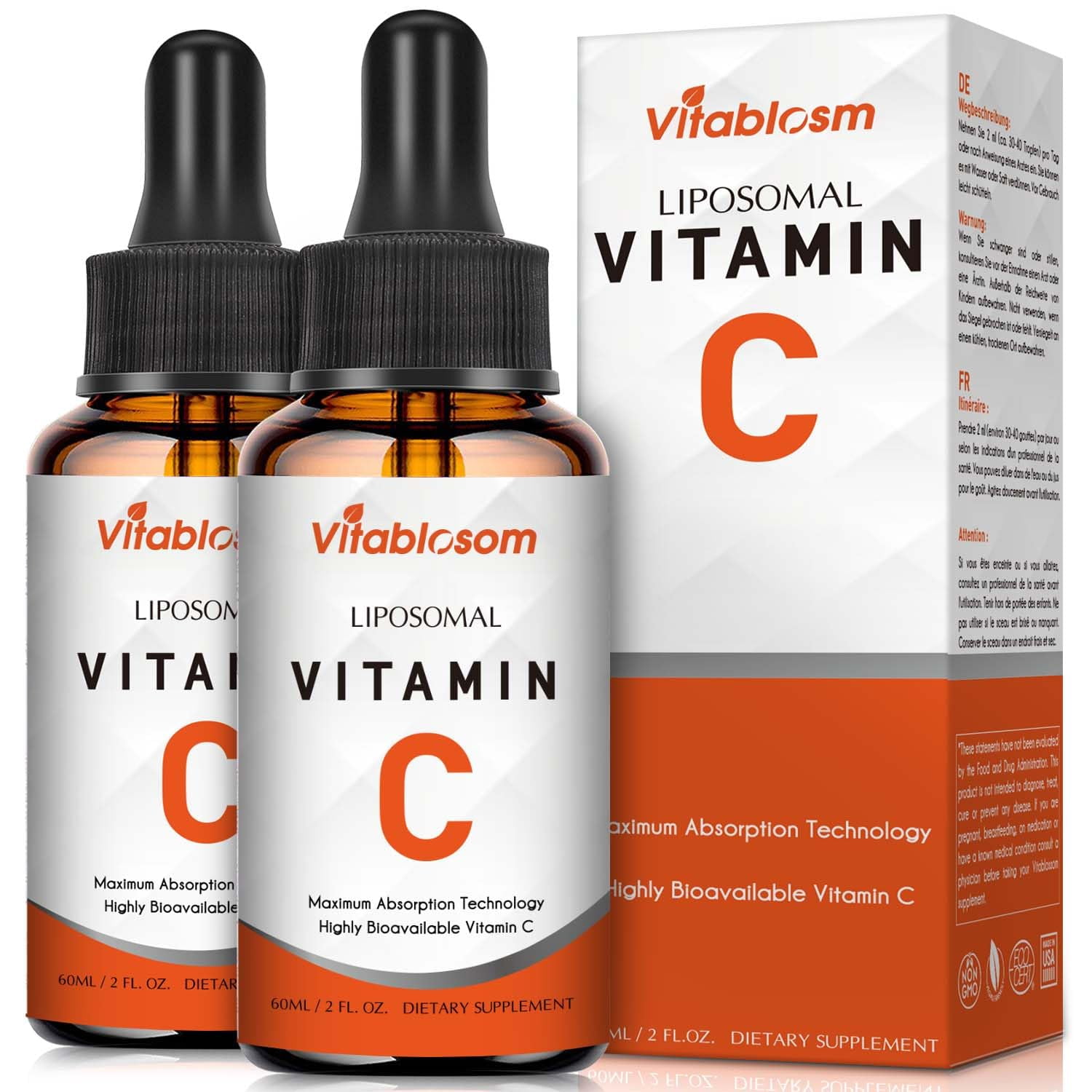 Liposomal Vitamin C 2000mg Liquid for Adults, High Absorption VIT C ...