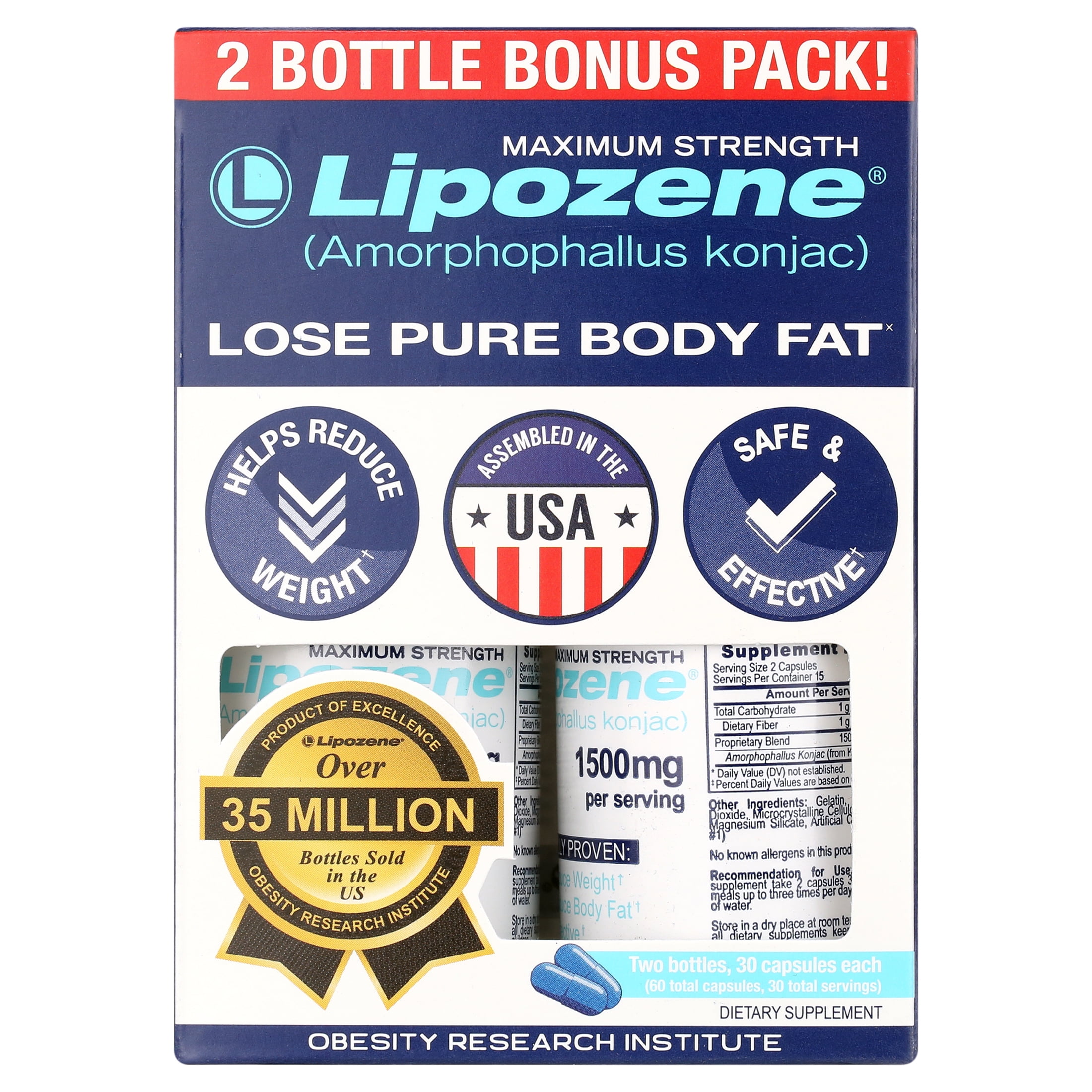 Lipozene Amorphophallus Konjac Maximum Strength Weight Loss Pills, 60Ct ...
