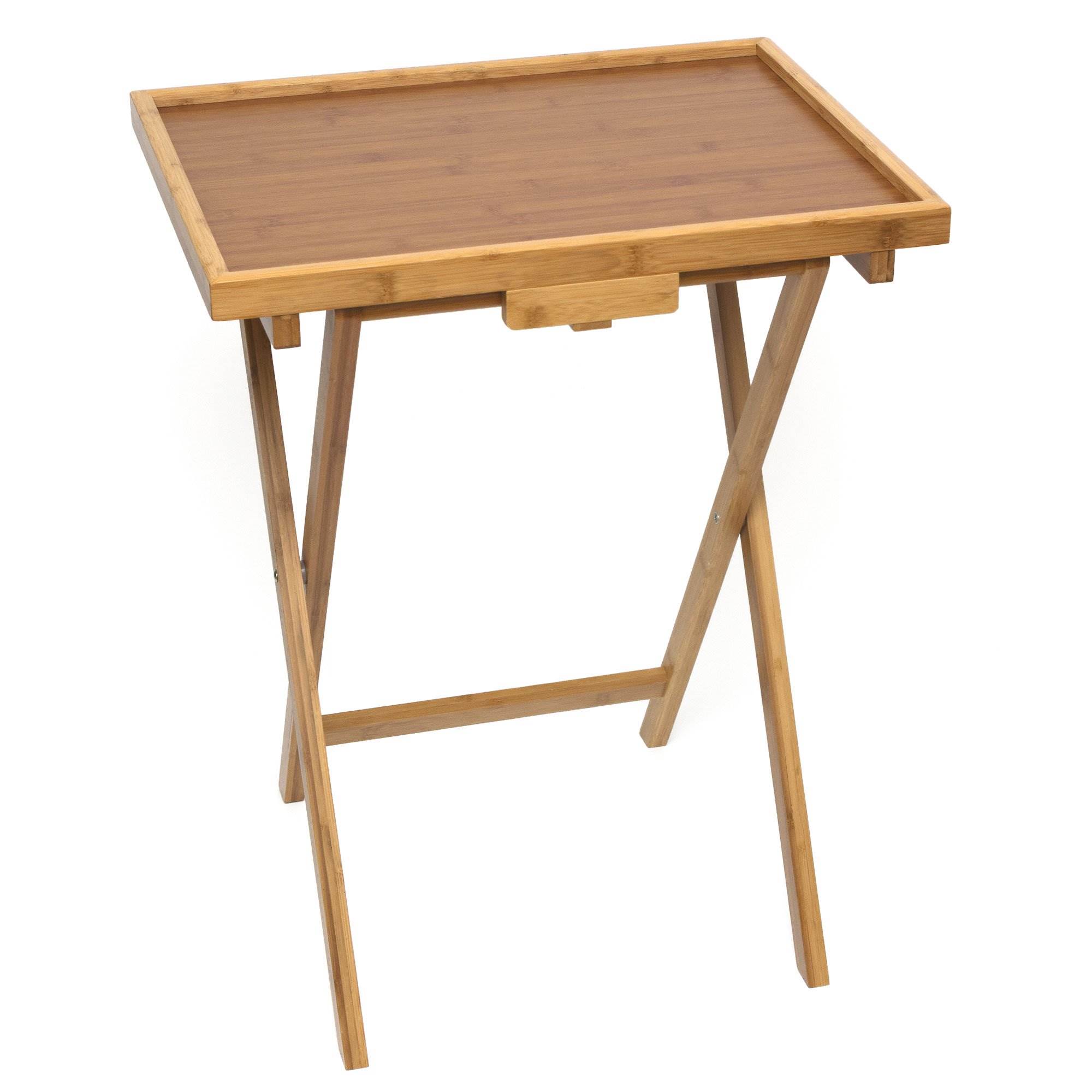 Lipper Bamboo Folding Individual Dining or Snack Side Table with Half ...