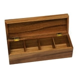 Lipper International Acacia Tea Box, 4-Section - Walmart Business Supplies