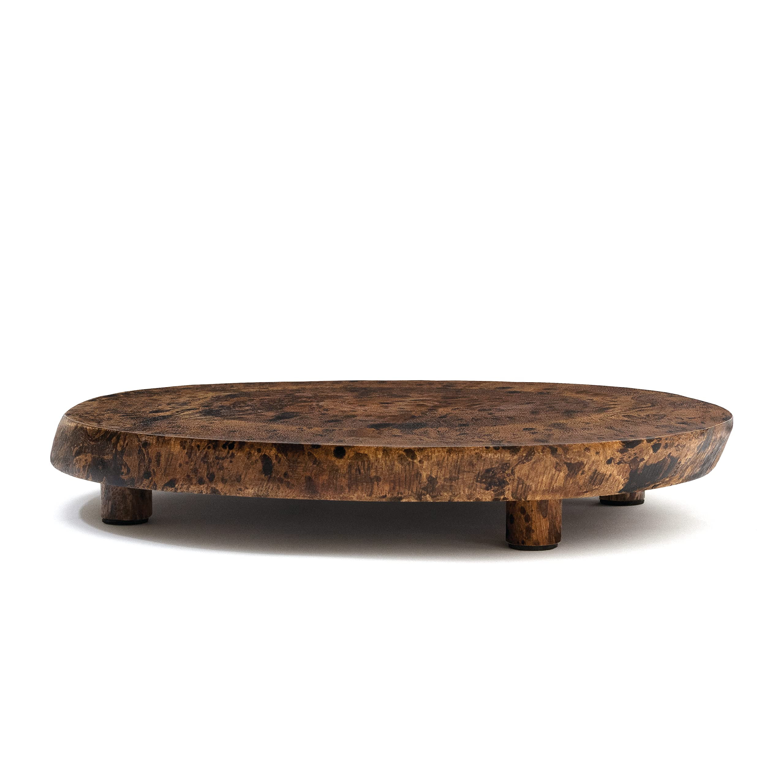Lipper International Acacia Burl Finish Serving Board with Feet, Medium ...