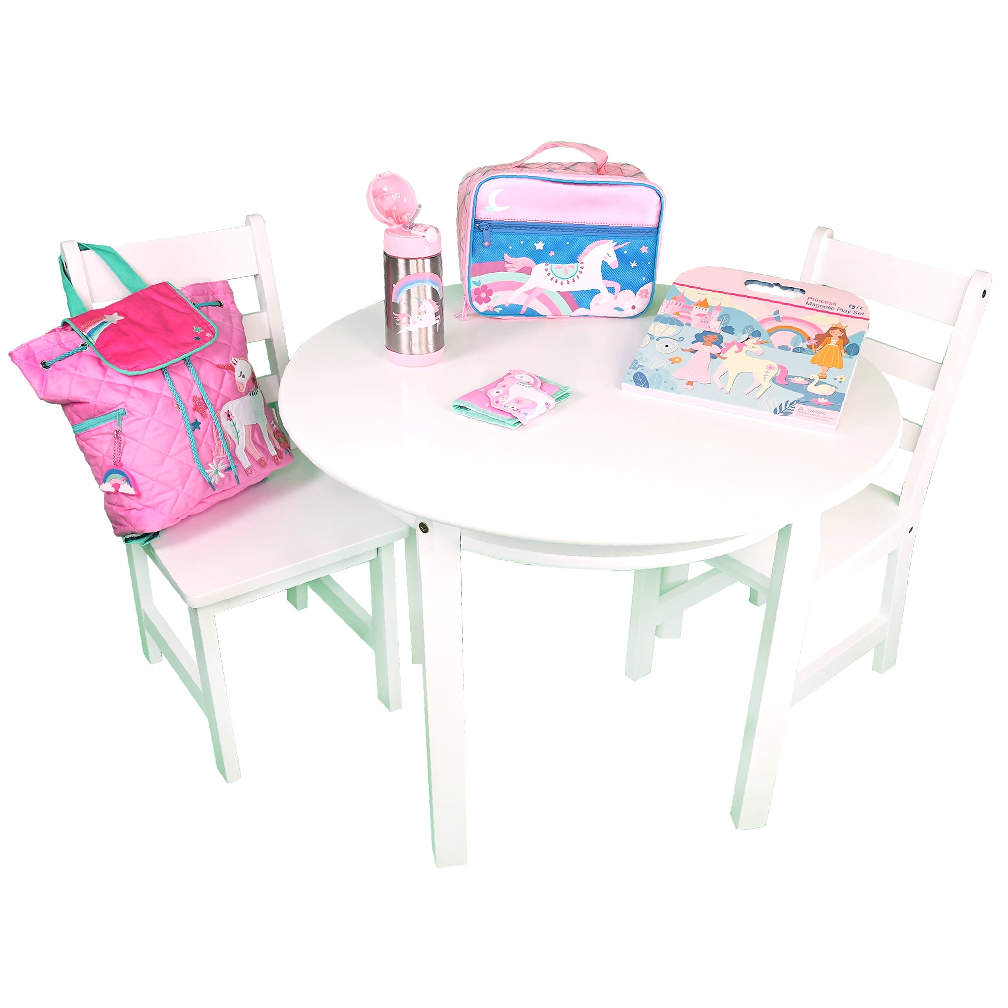Lipper International Child’s White Round Table with Shelf & 2 Chairs ...