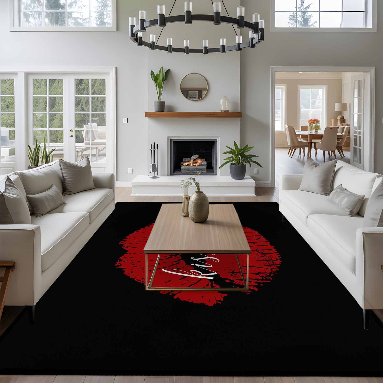 Lipprint Texture 8x10 Area Rug for Living Room Sectional Sofa, Love ...