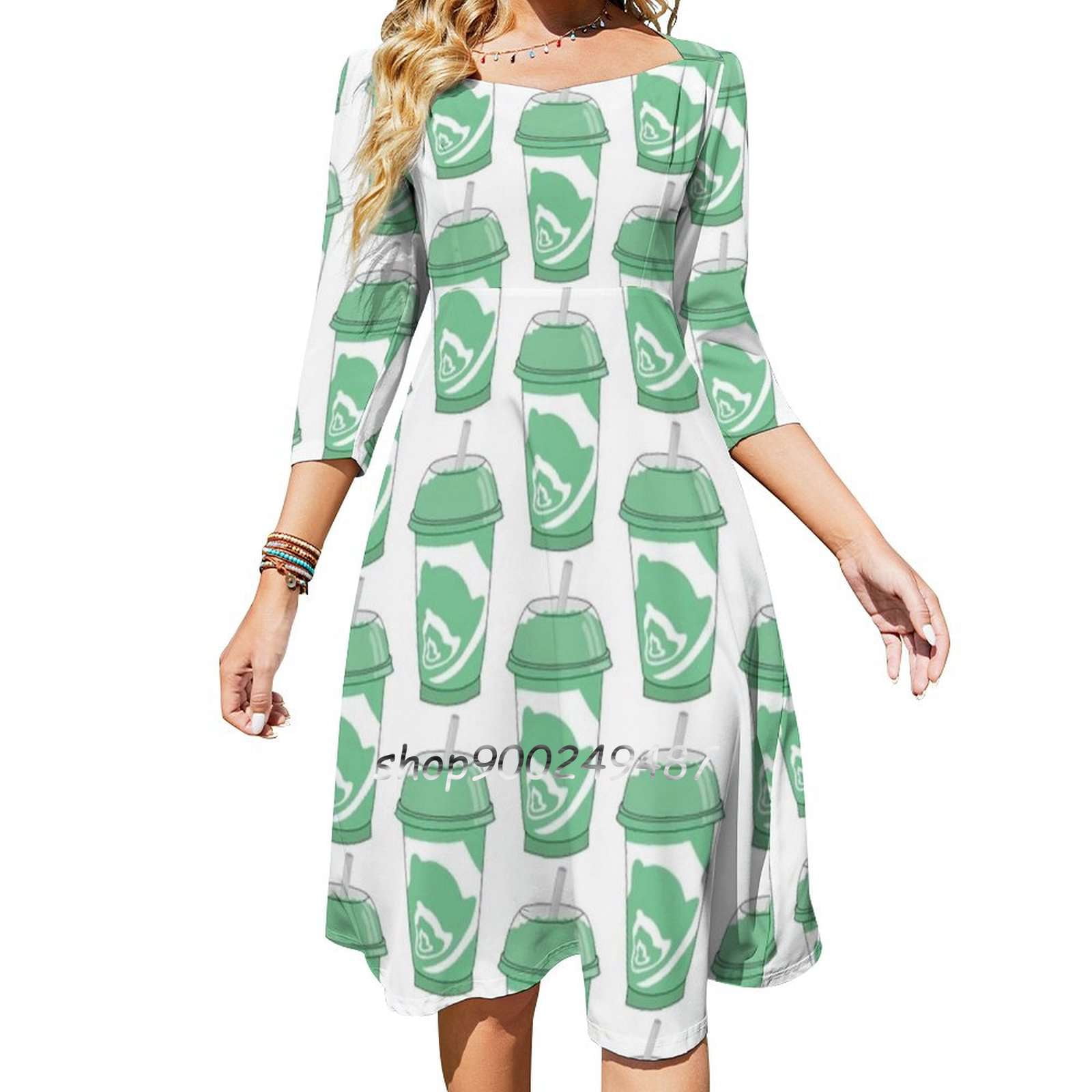 Lips 2 Square Neck Dress Sweet Summer Dress Women Elegant Halter Print ...