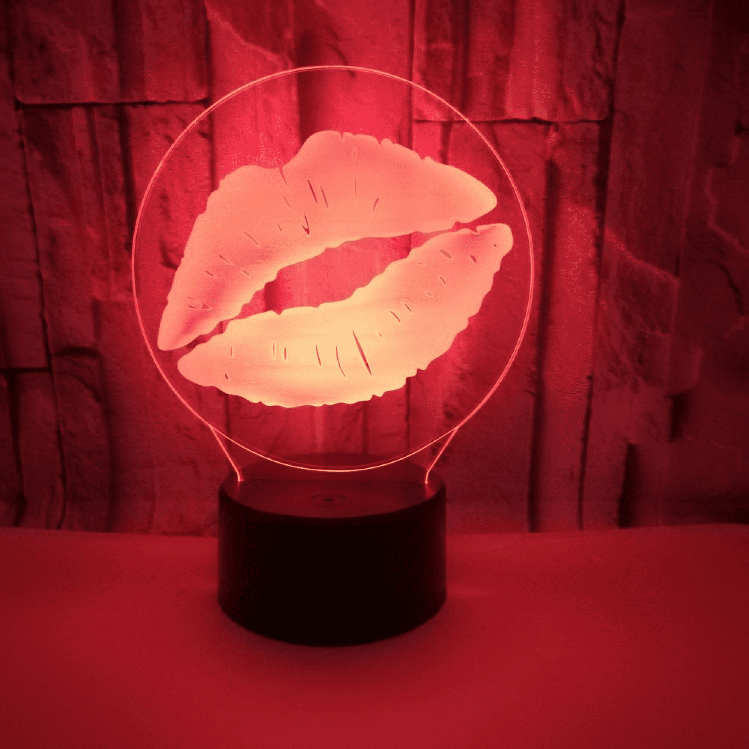 Lips 3D Illusion Night Light 16 Colours Change Touch Remote Control ...