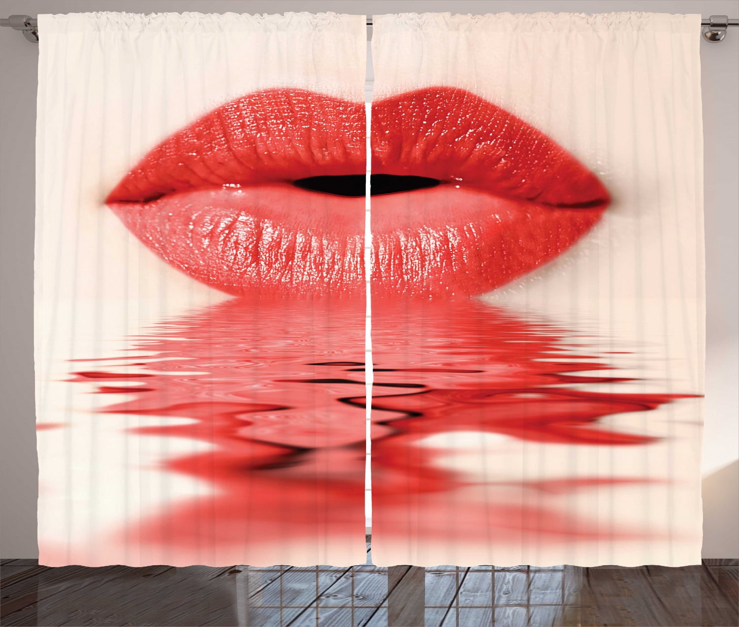 Ambesonne Lips Curtains 2 Panel Set, Female Blowing Kisses, 108" x 96 ...