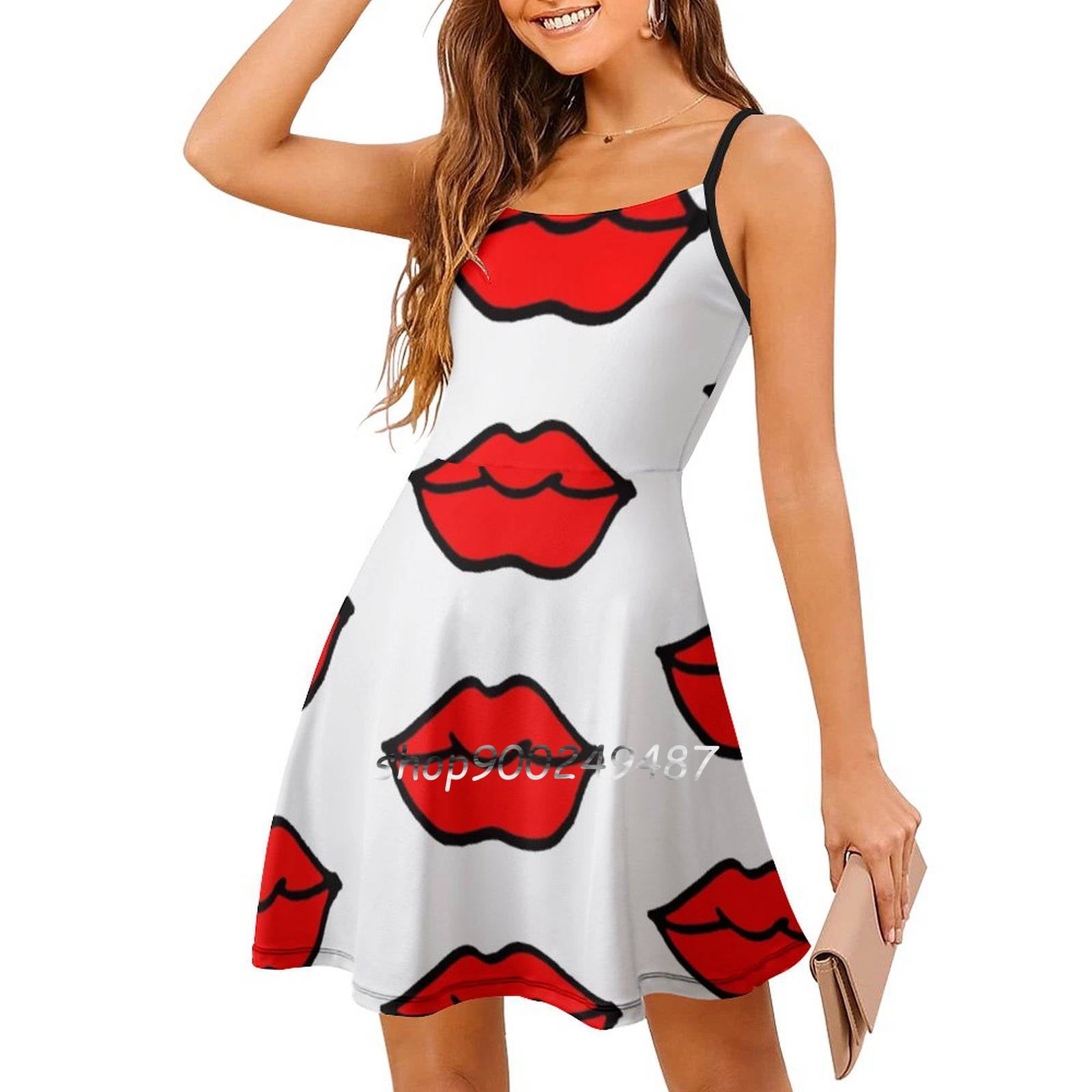Lips! Evening Party Dresses Midi Sexy Dress Female Sweet One Piece ...