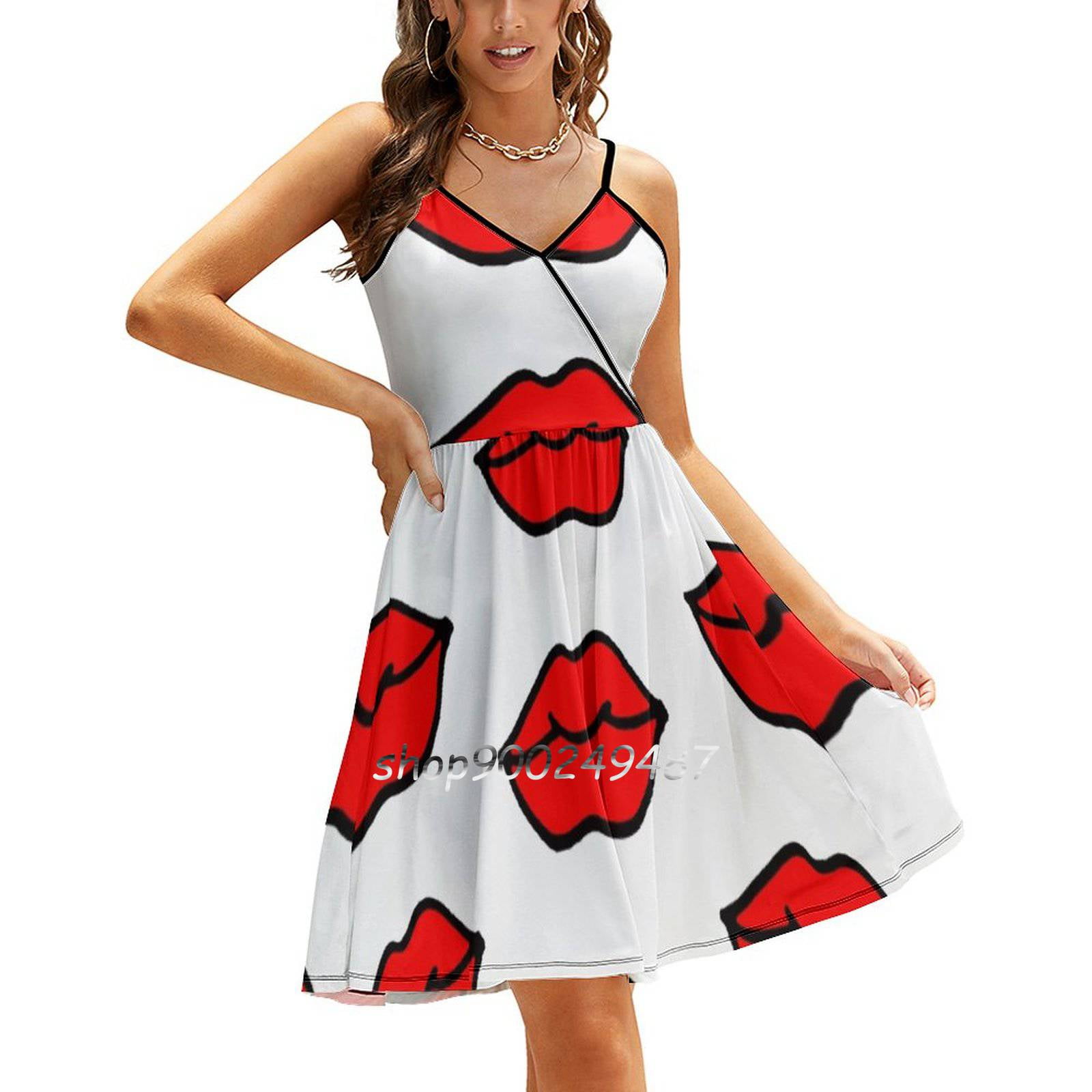 Lips! Evening Party Dresses Midi Sexy Dress Female Sweet One Piece ...