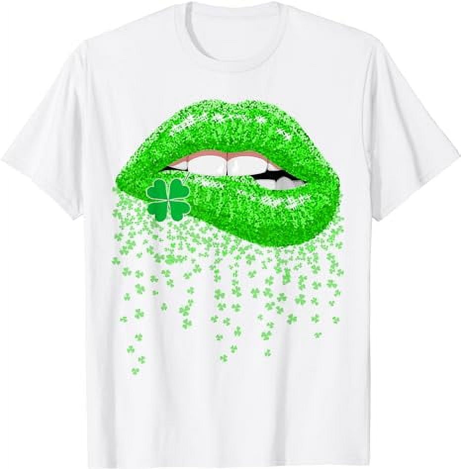 Lips Sexy Green Cool Irish Shamrock St Patricks Day Women T Shirt