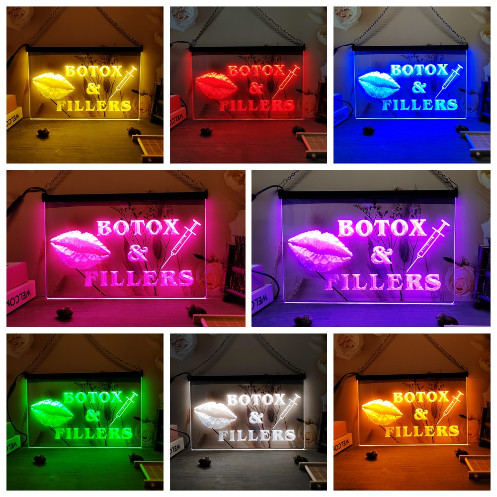Lips Syringe Botox Fillers Vintage LED Neon Sign-Posters,3DCarving,Wall ...