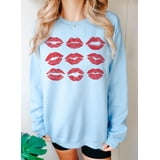Lips T-Shirt, Red Lips Crewneck, Valentines Day, Lipstick Shirt, Kiss ...