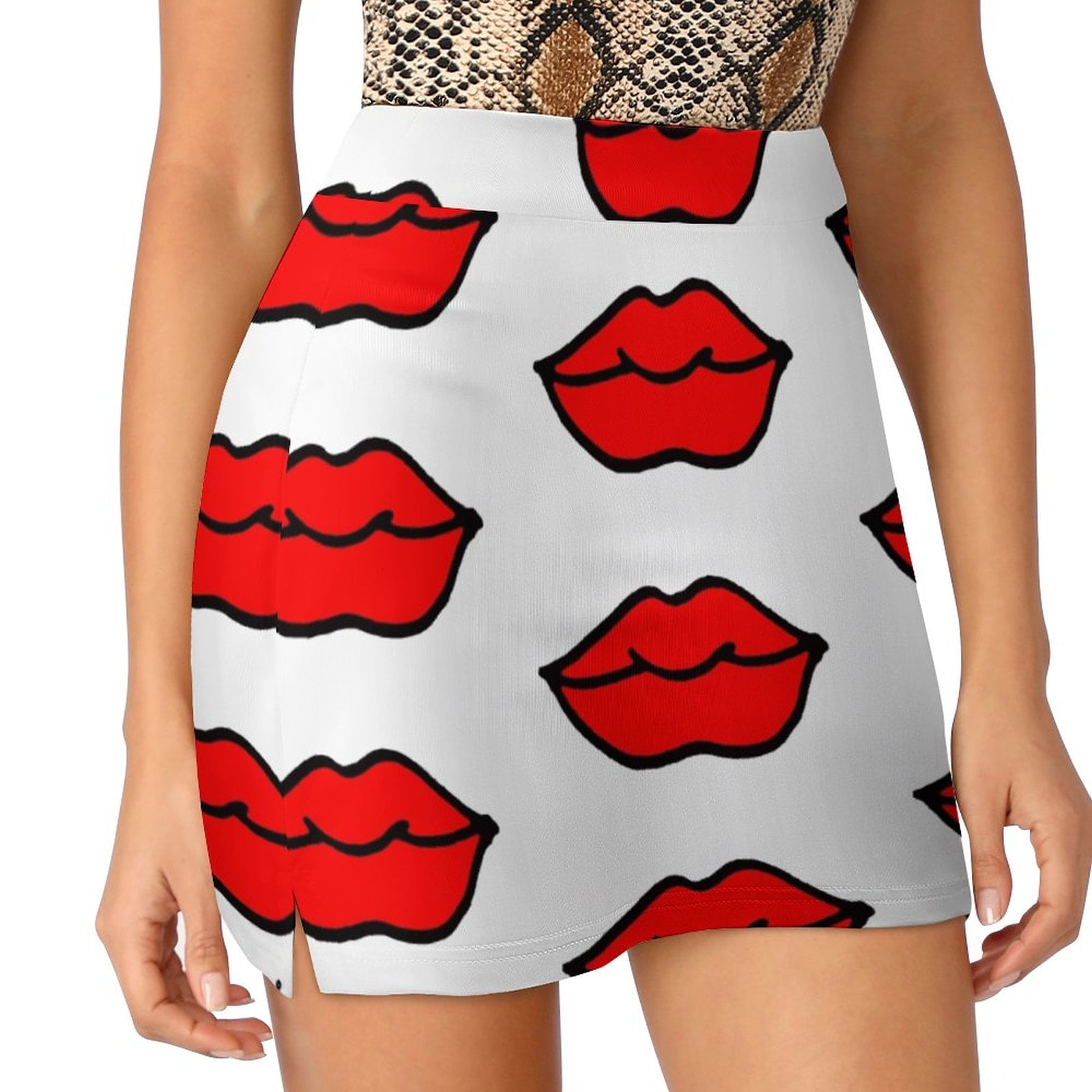 Lips! Women's skirt With Hide Pocket Tennis Skirt Golf Skirts Badminton ...