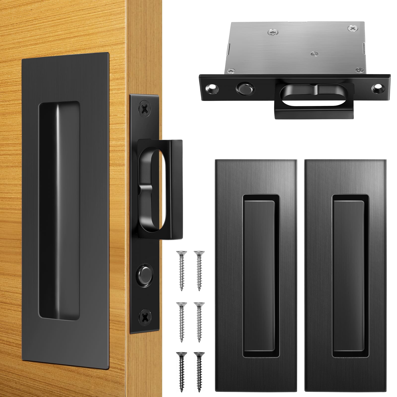 Lipshome Pocket Door Hardware - Hidden Flush Handle, Heavy-Duty Sliding ...