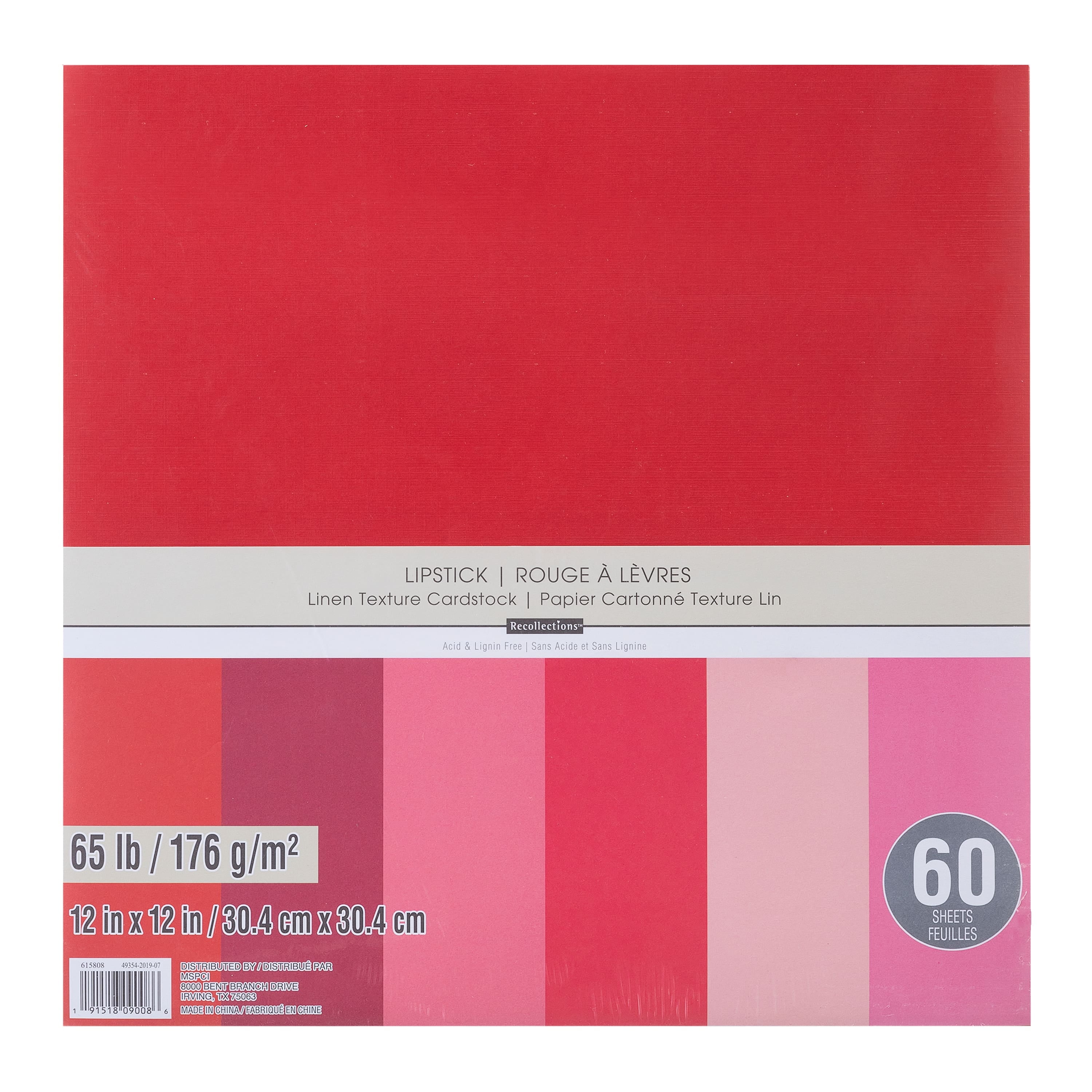 Lipstick 12" x 12" Linen Texture Cardstock by Recollections™, 60 Sheets ...