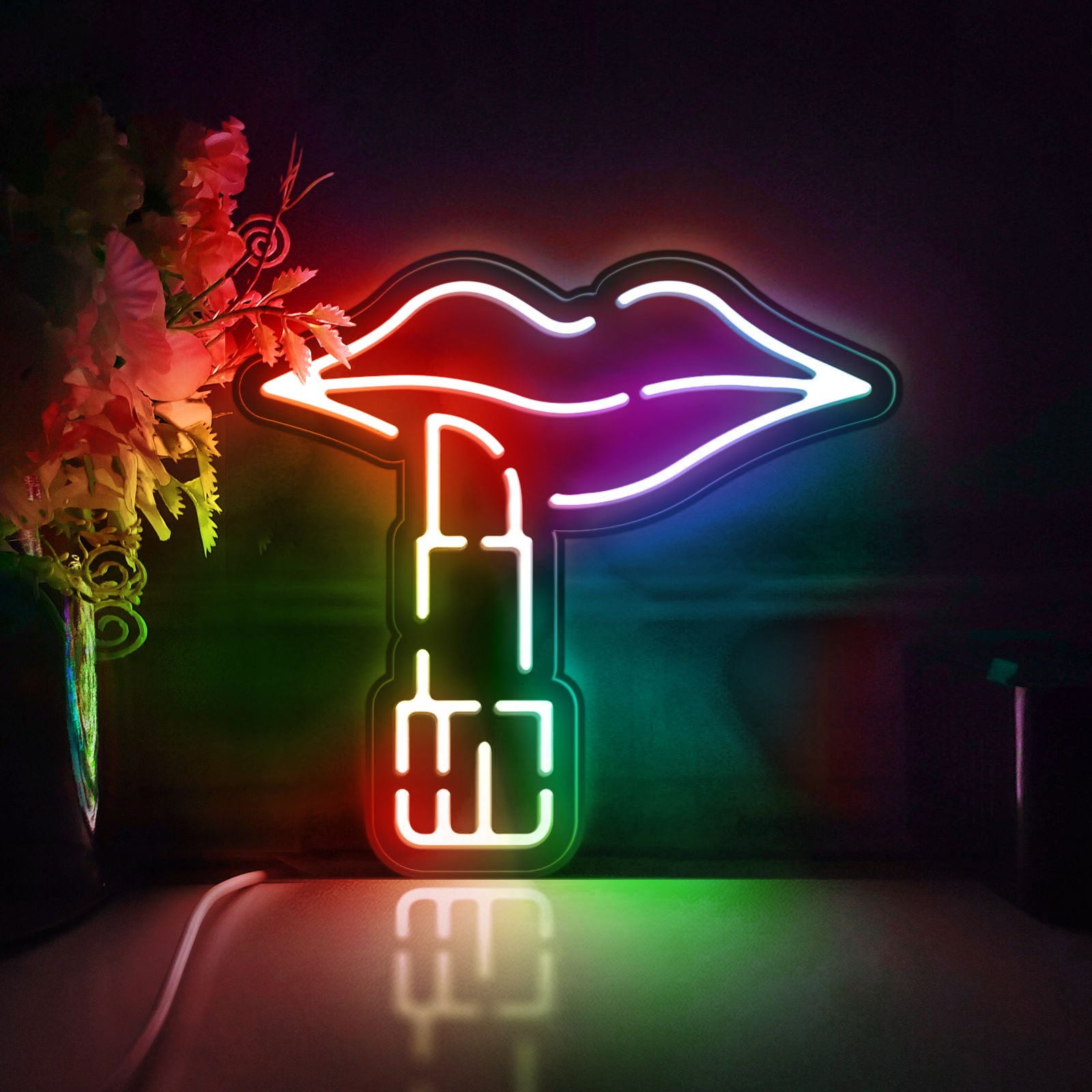 Lipstick Led Light Box, Dimmable Neon-Like Light Signs USB Power for ...