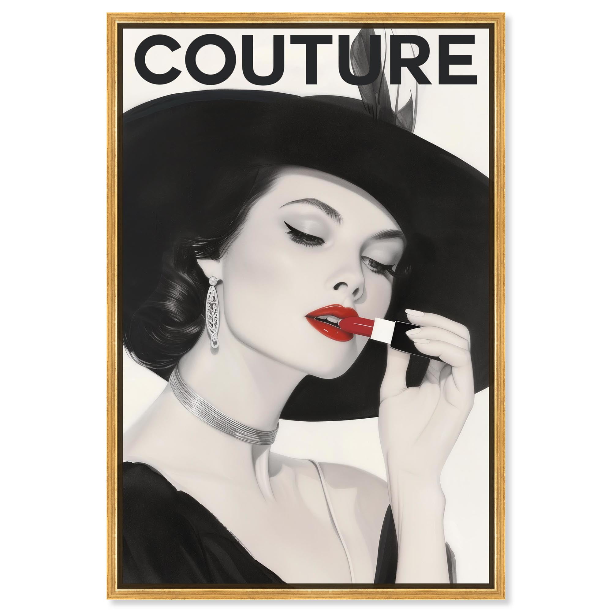 Lipstick Magazine Cover Canvas Fashion and Glam Art by Art Remedy, Gold ...