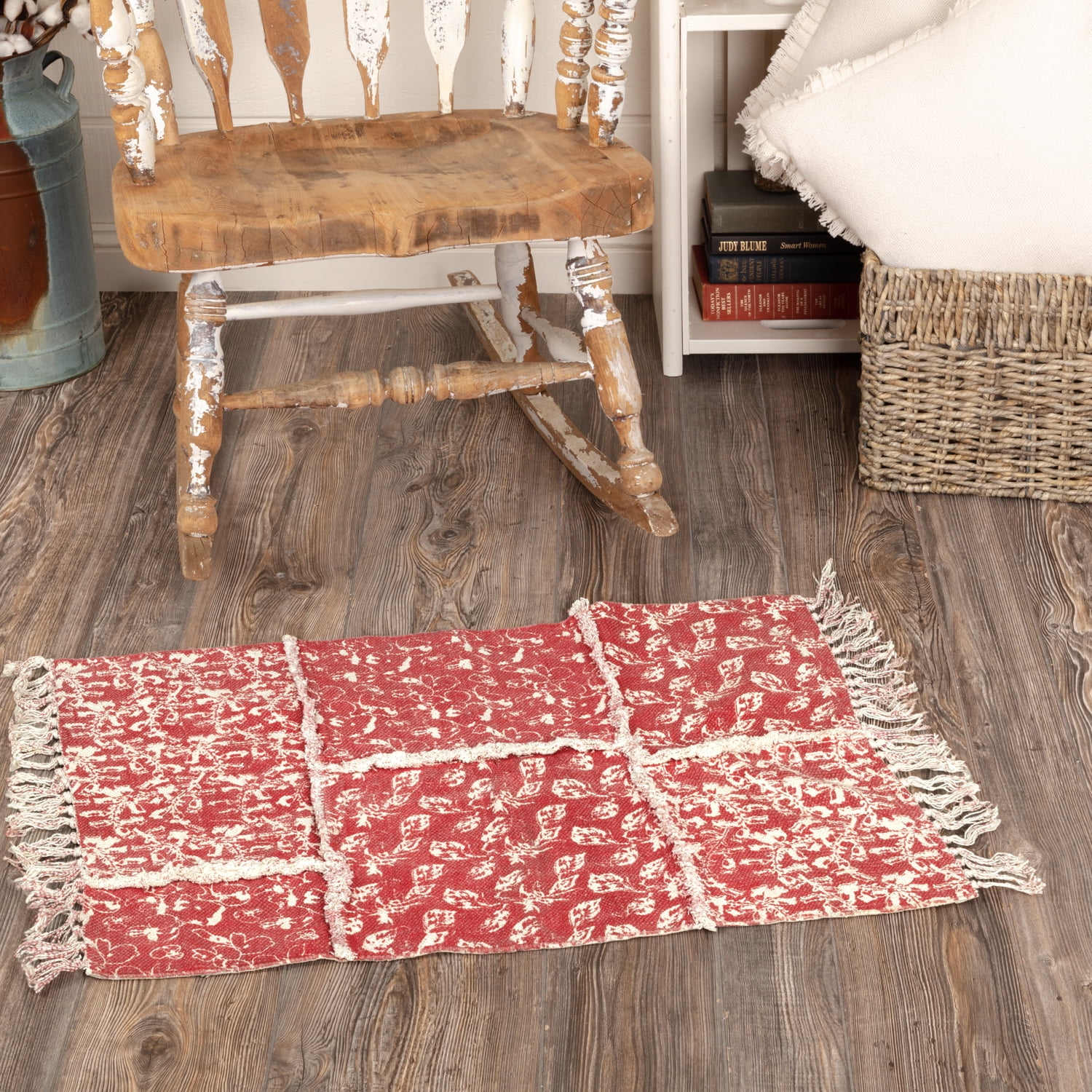 Lipstick Red Farmhouse Flooring Isabella Cotton Latex Backing Reverse ...