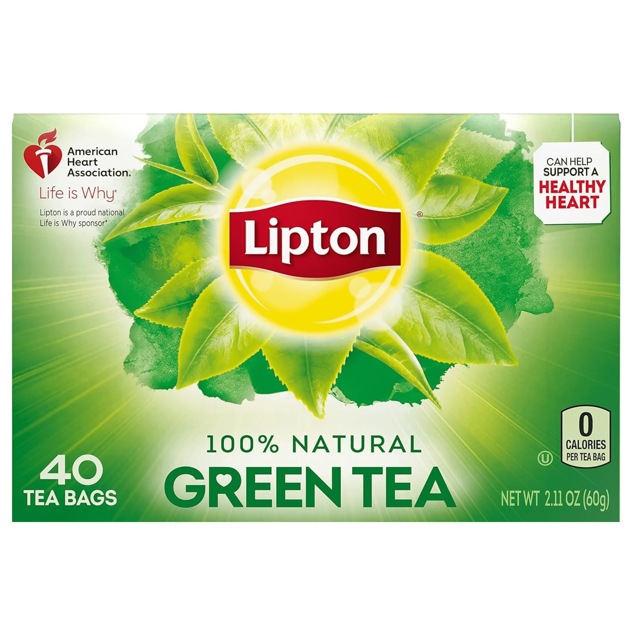 Lipton 100% Natural Green Tea, 40 Count Per (Pack of 1) 40 COUNT TOTAL ...