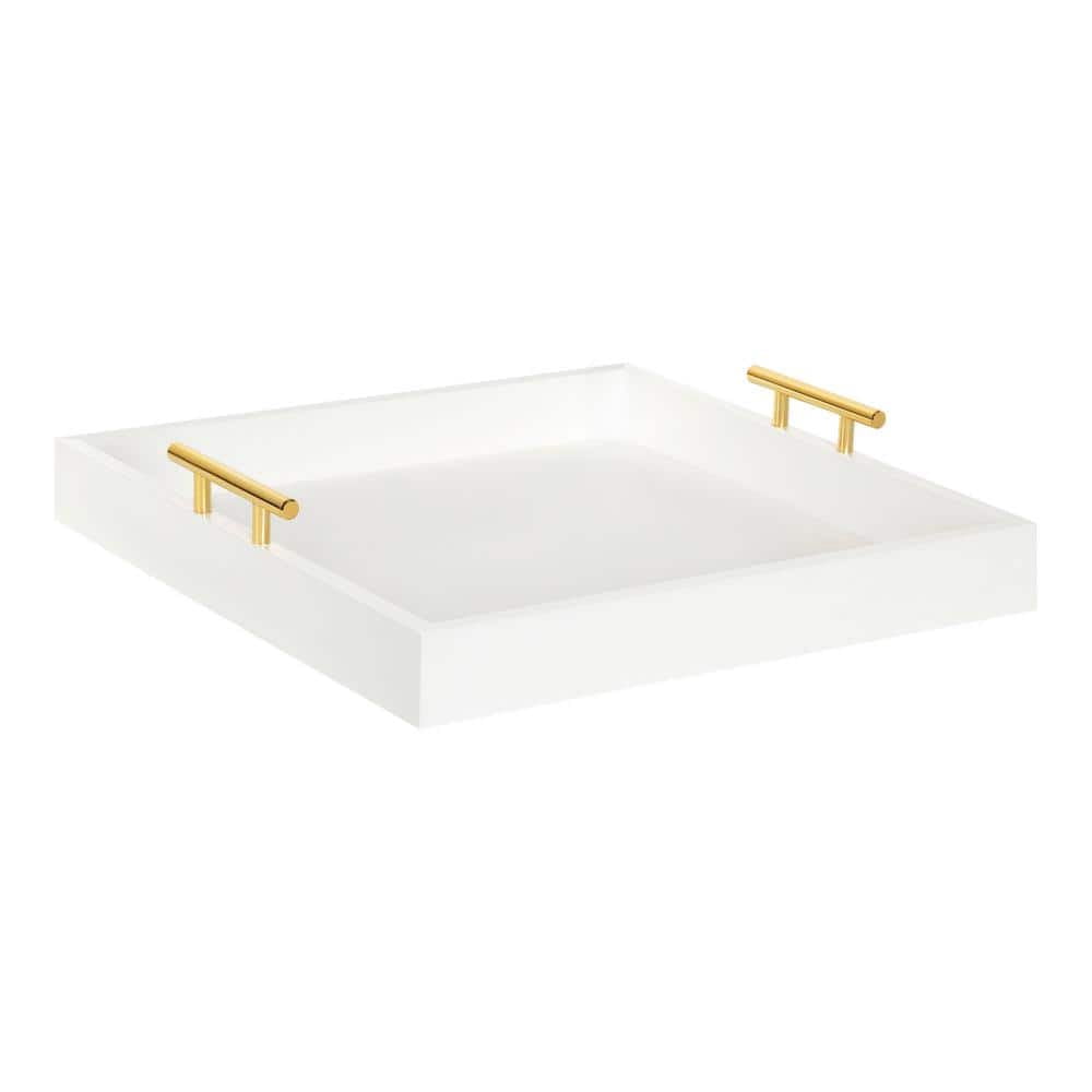 Lipton 16 in. x 16 in. x 3 in. White/Gold Decorative Wall Shelf ...