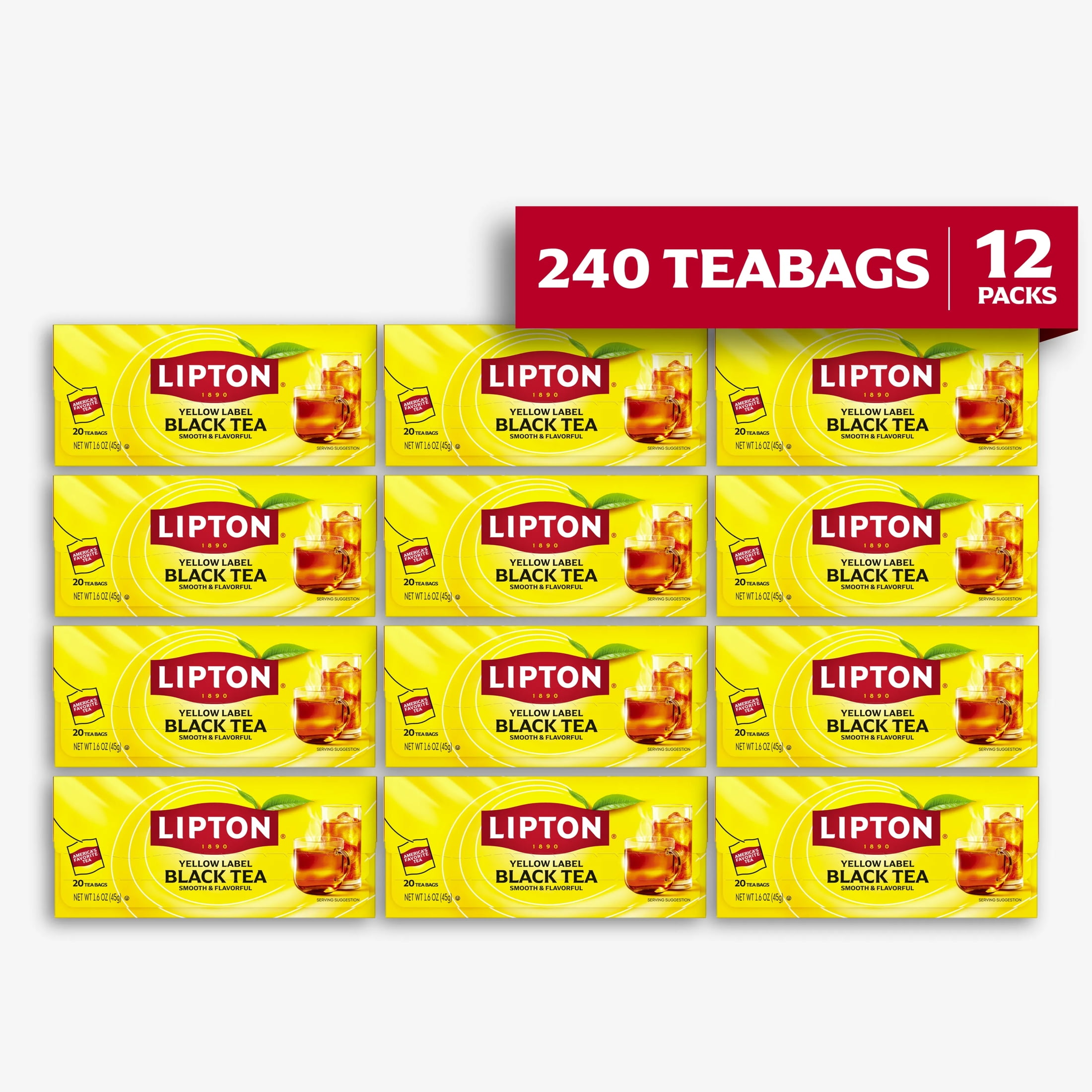 Lipton Black Tea Bags, 20 Count, Pack of 12 - Walmart.com