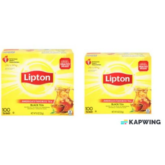 Lipton Black Tea Bags 2 Pack 100 Count - Walmart.com