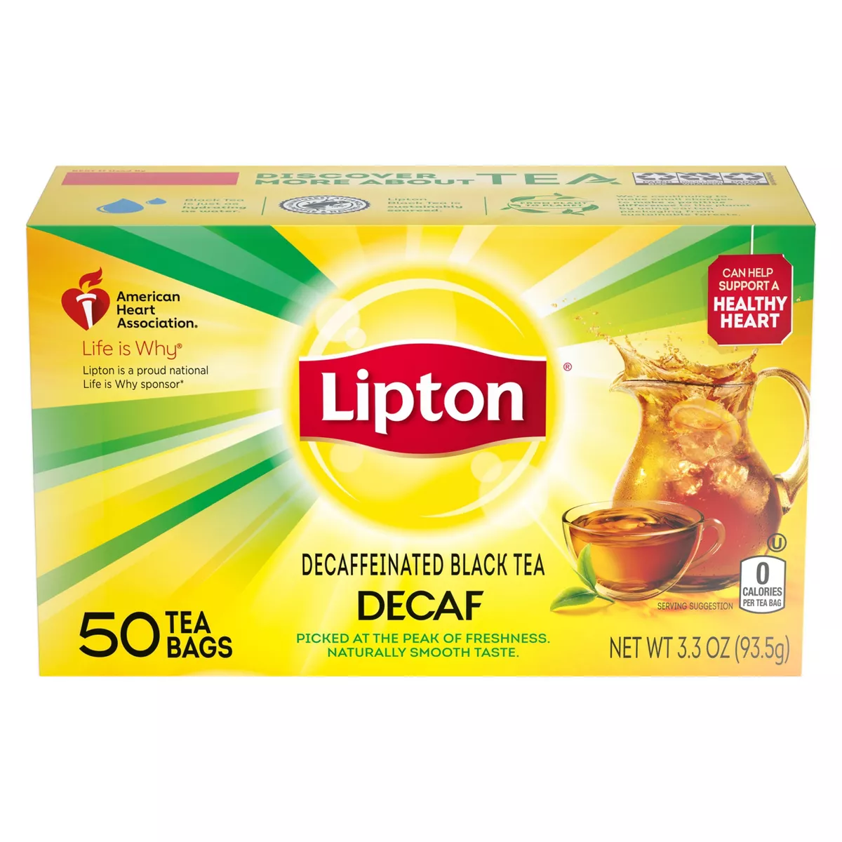 Lipton Tea Bags, Decaffeinated Orange Pekoe and Pekoe Cut Black Tea ...