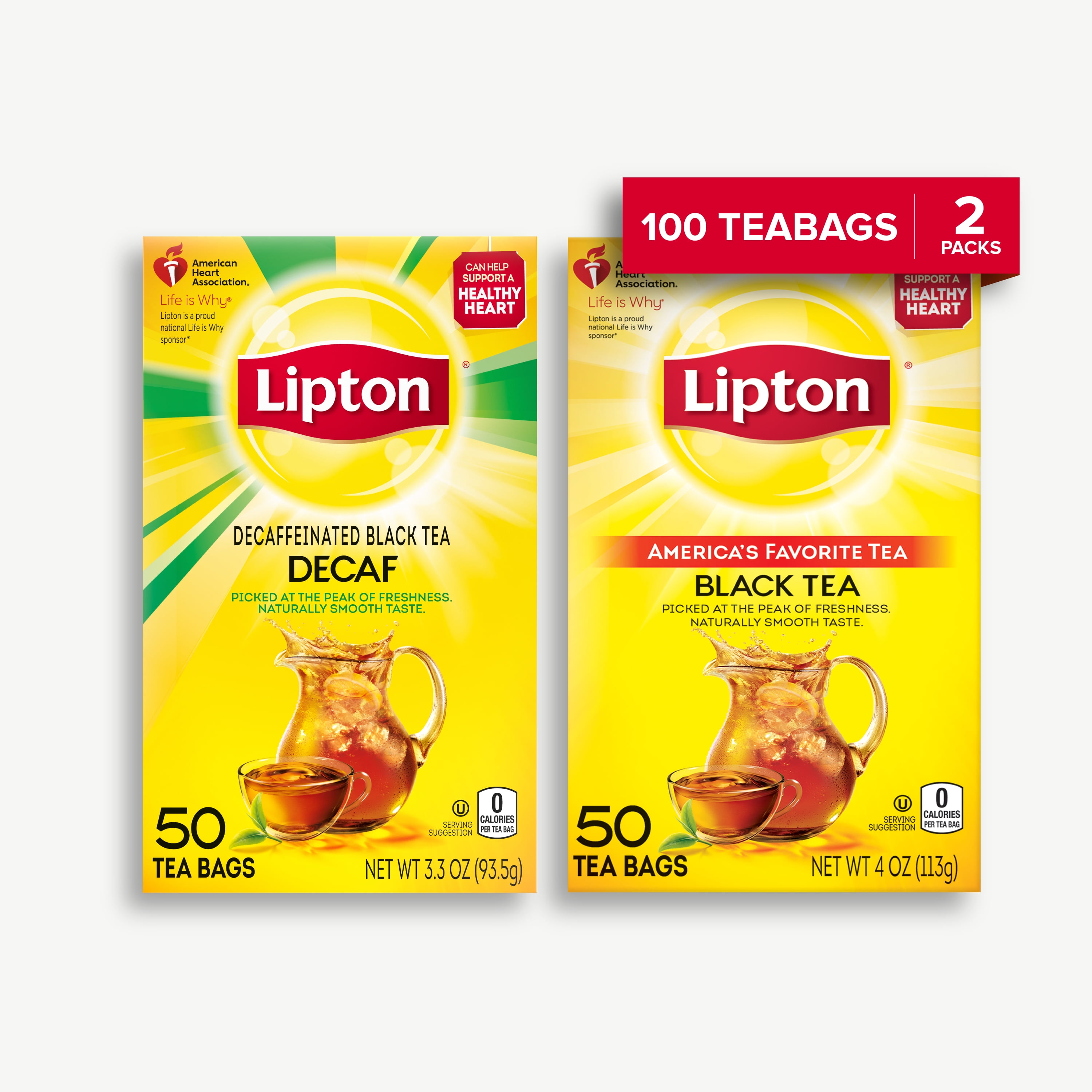 Lipton Black Tea Caffeinated and Decaffeinated bundle of 2, Each ...