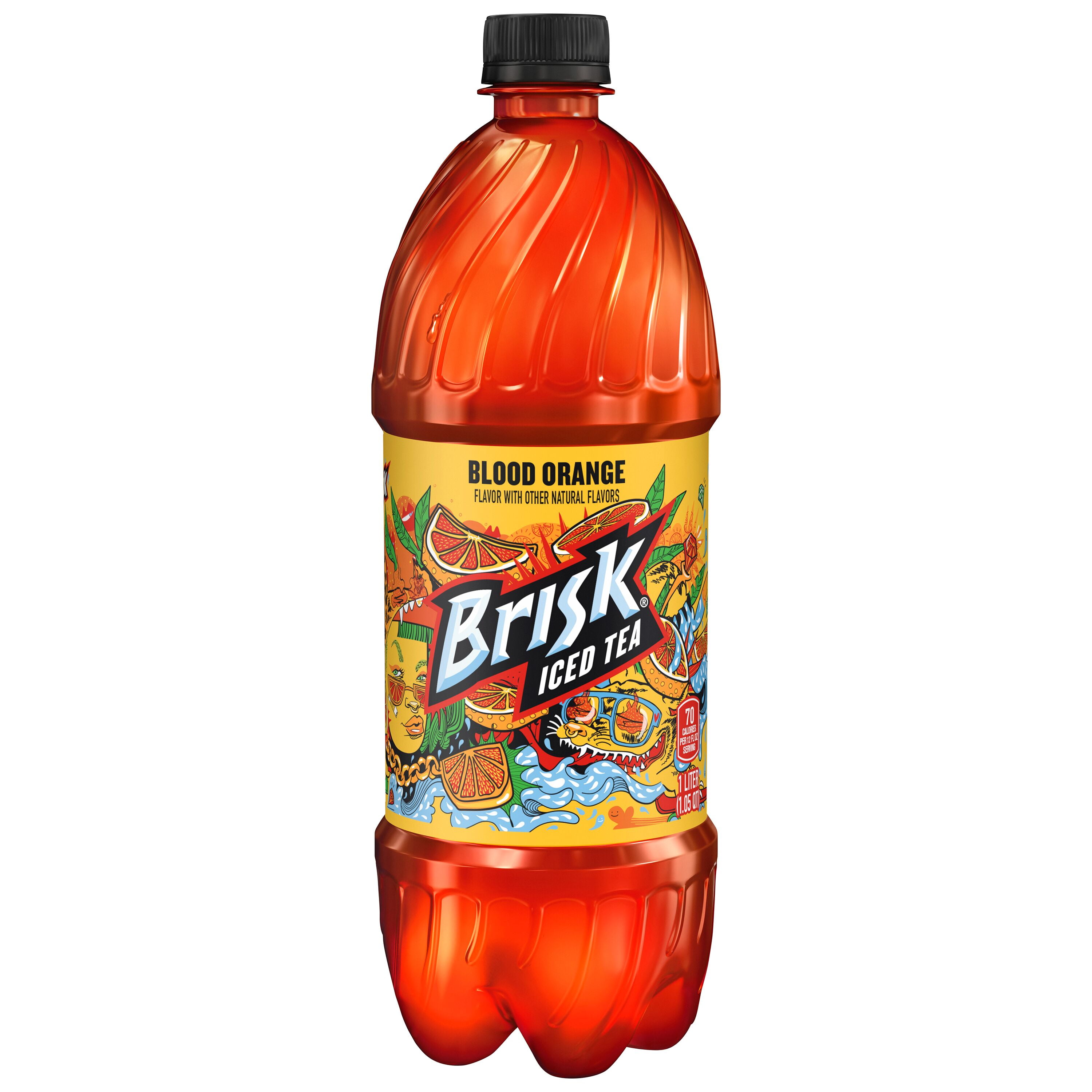 Brisk Blood Orange Iced Tea Bottle 1 Liter Bottled Tea Drink with Bold ...