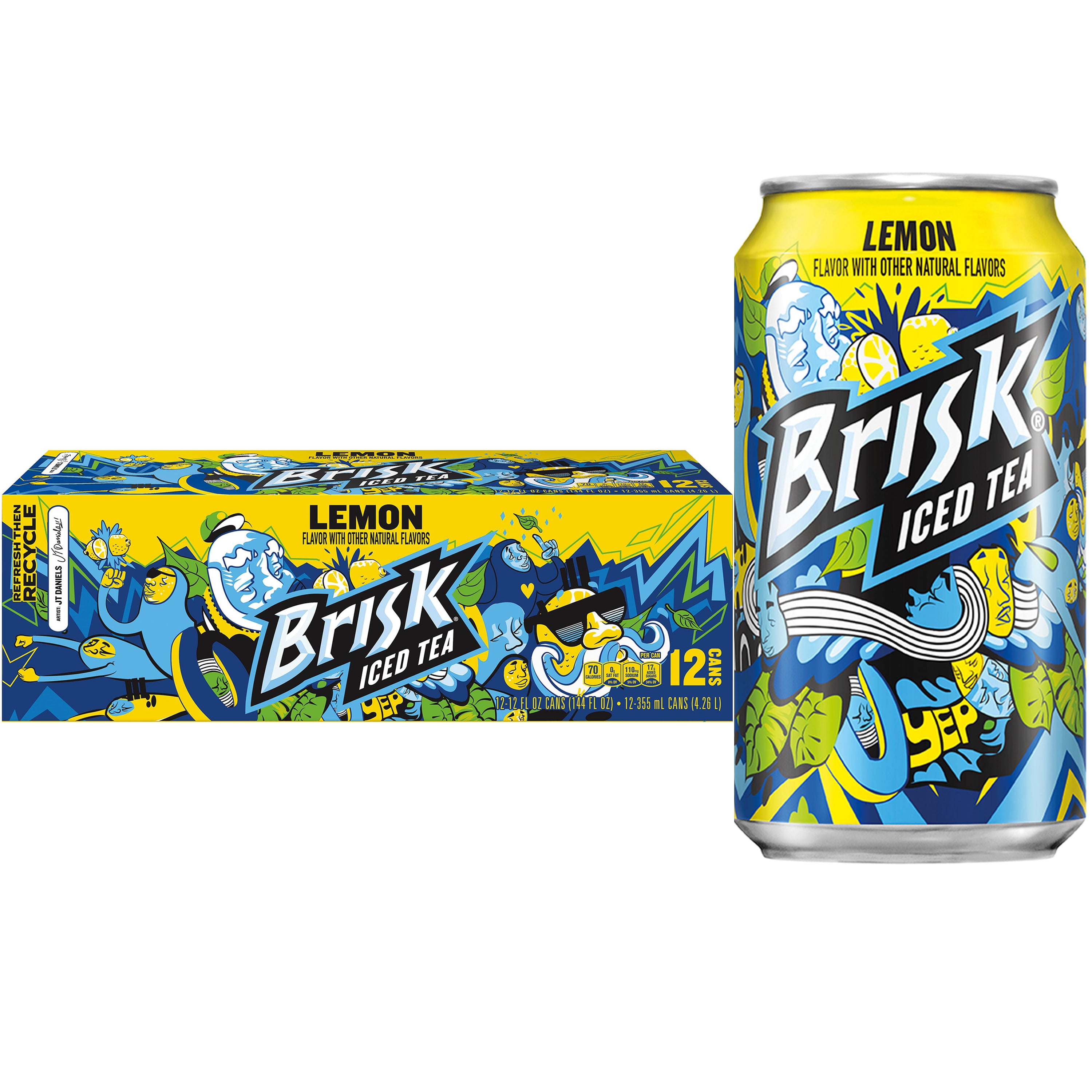 Lipton Brisk Lemon Iced Tea Drink, 12 fl oz, Pack of 12 Cans - Walmart.com