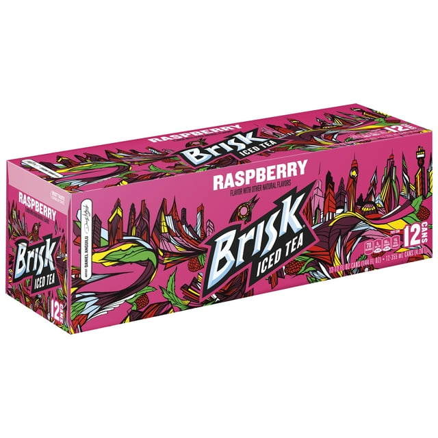 Lipton Brisk Raspberry Iced Tea, Bottled Tea Drink, 12 fl oz, 12 Pack ...