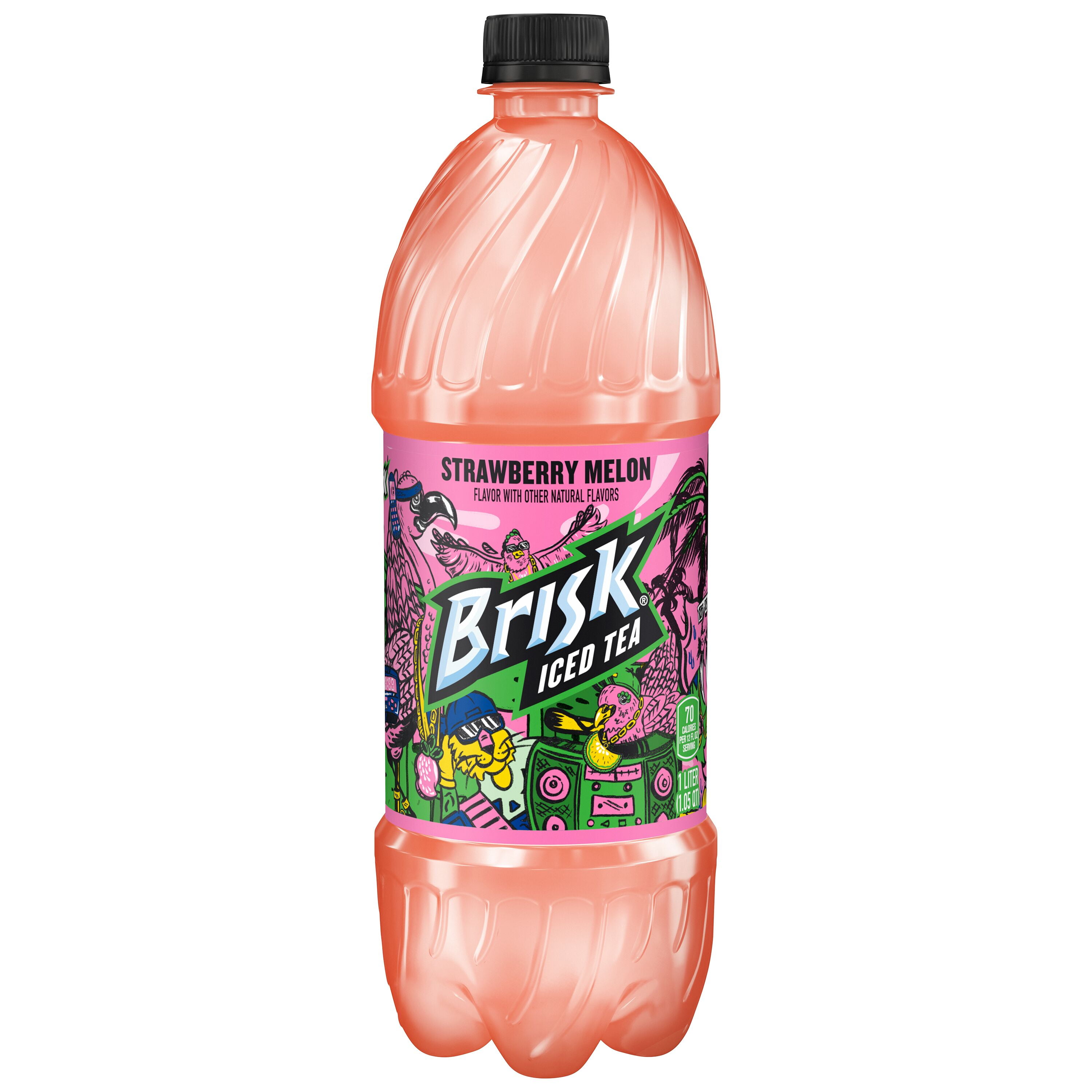 Lipton Brisk Strawberry Melon Iced Tea, Bottled Tea Drink, 1 Liter ...