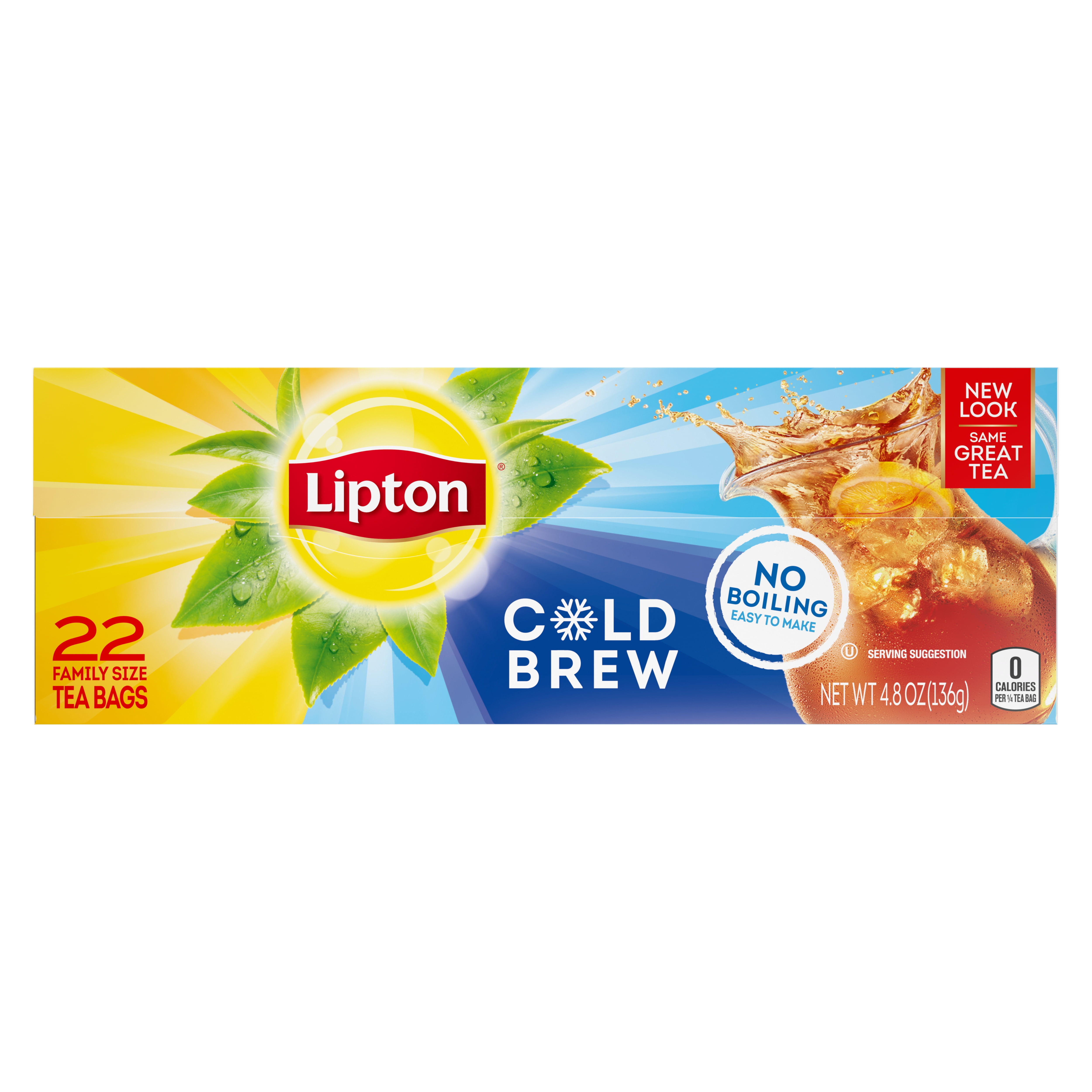 Lipton Family Size Cold Brew Iced Tea Bags, Large Gallon Pack of 4 ...