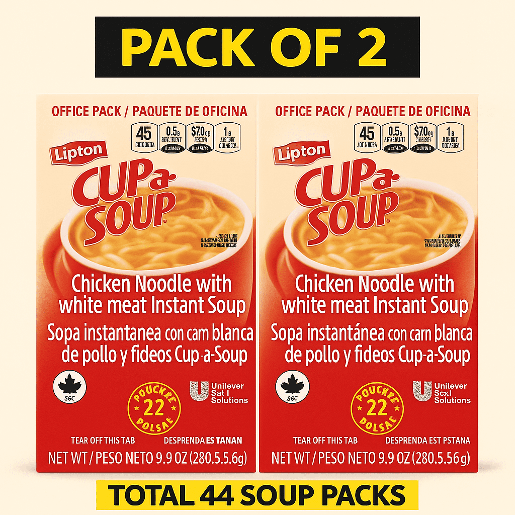 Lipton Cup-A-Soup Chicken Noodle with White Meat, 22 Pouches (Pack of 2), 9.9 oz Each - Walmart.com