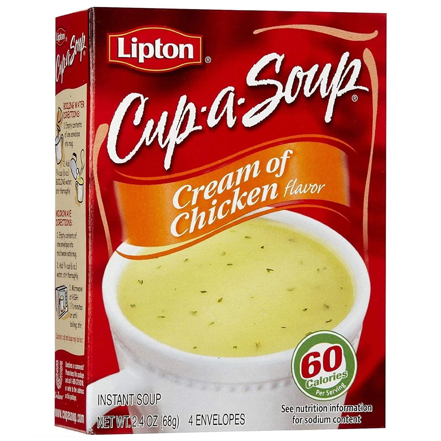 Lipton, Cup-A-Soup, Cream Of Chicken Flavor, 4 Count, 2.4oz Box (Pack ...
