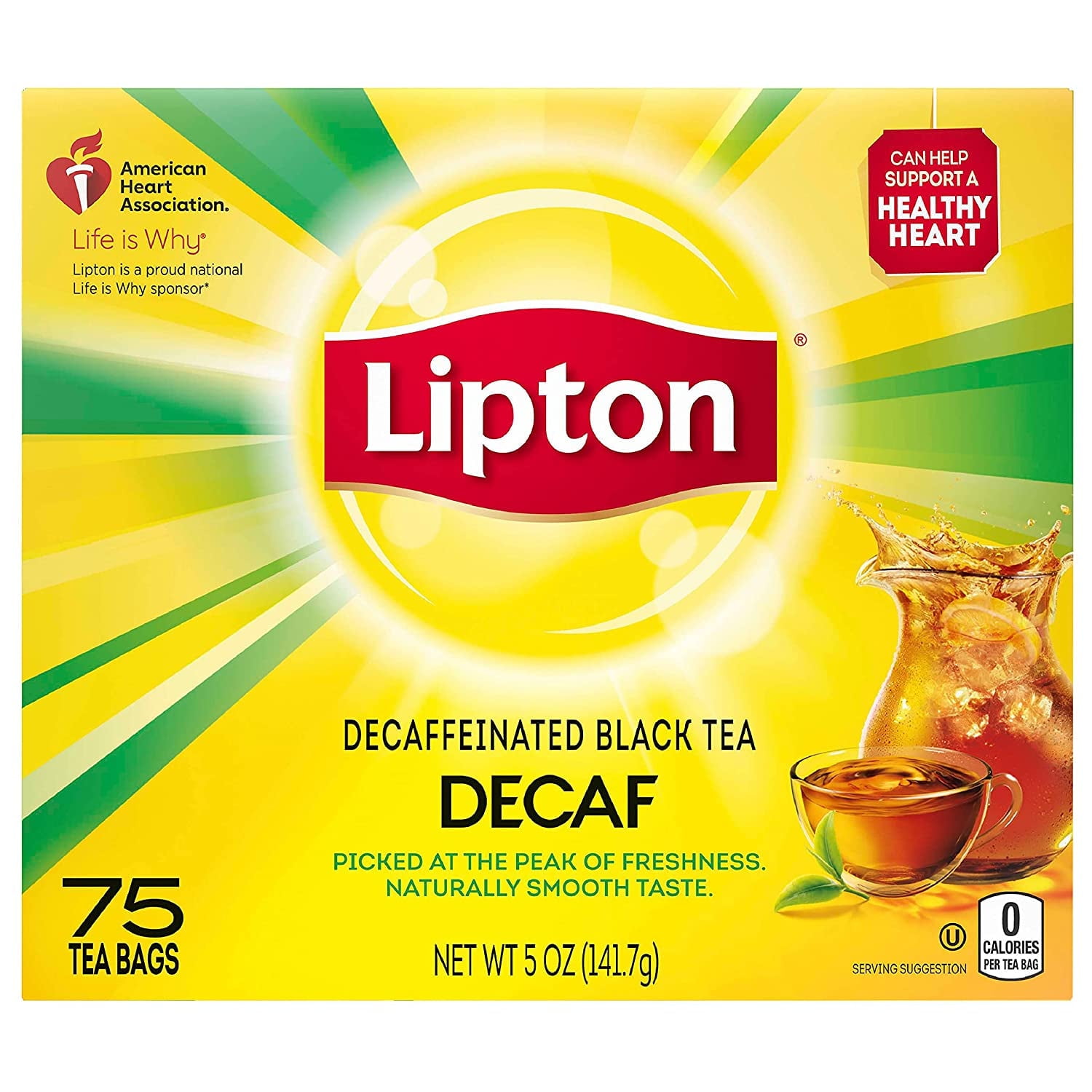 Lipton Decaffeinated Black Tea Bags, Decaf Black Tea Variety, 75 Count ...