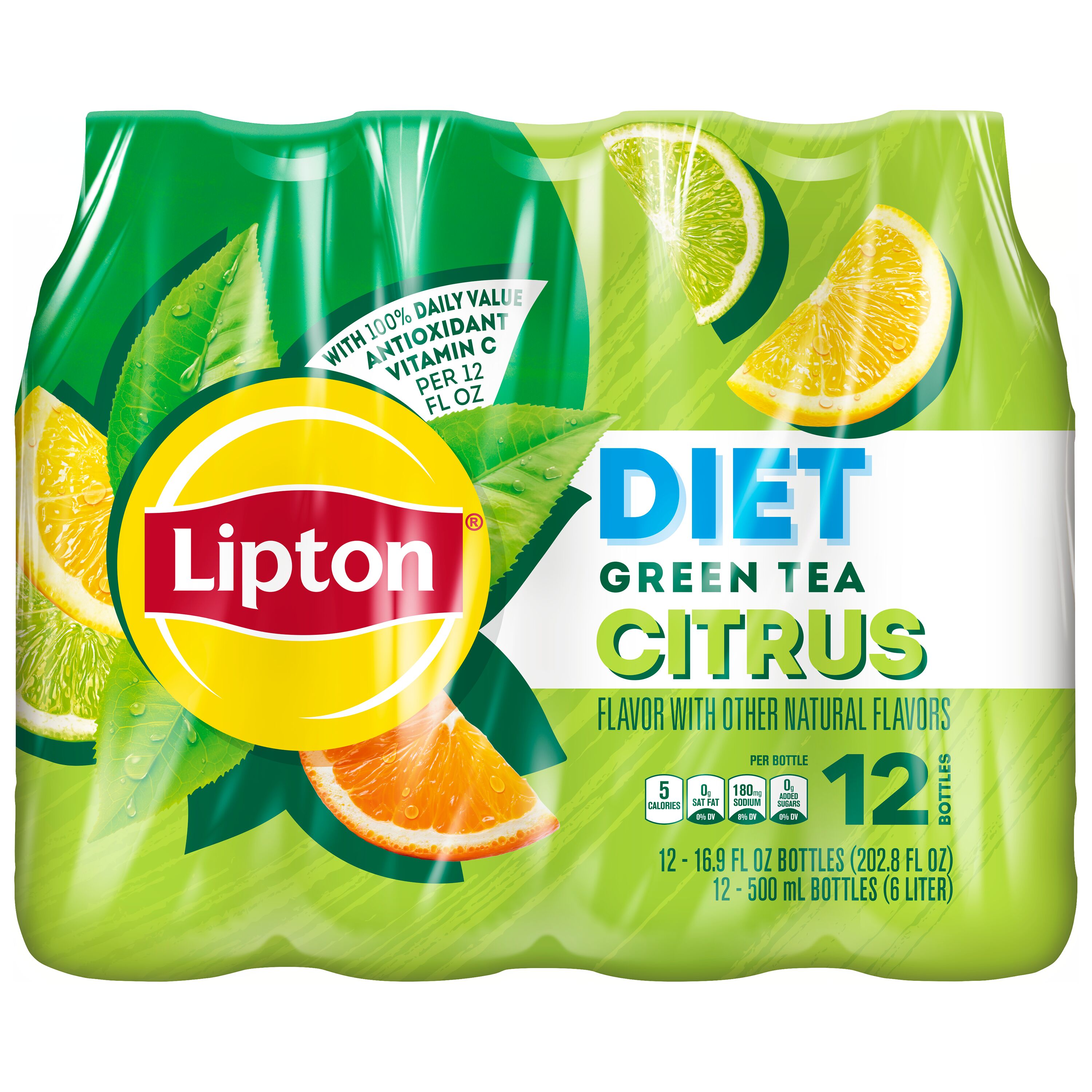 Lipton Diet Green Tea Mixed Berry Iced Tea, 16.9 fl oz, 12 Pack Bottles ...