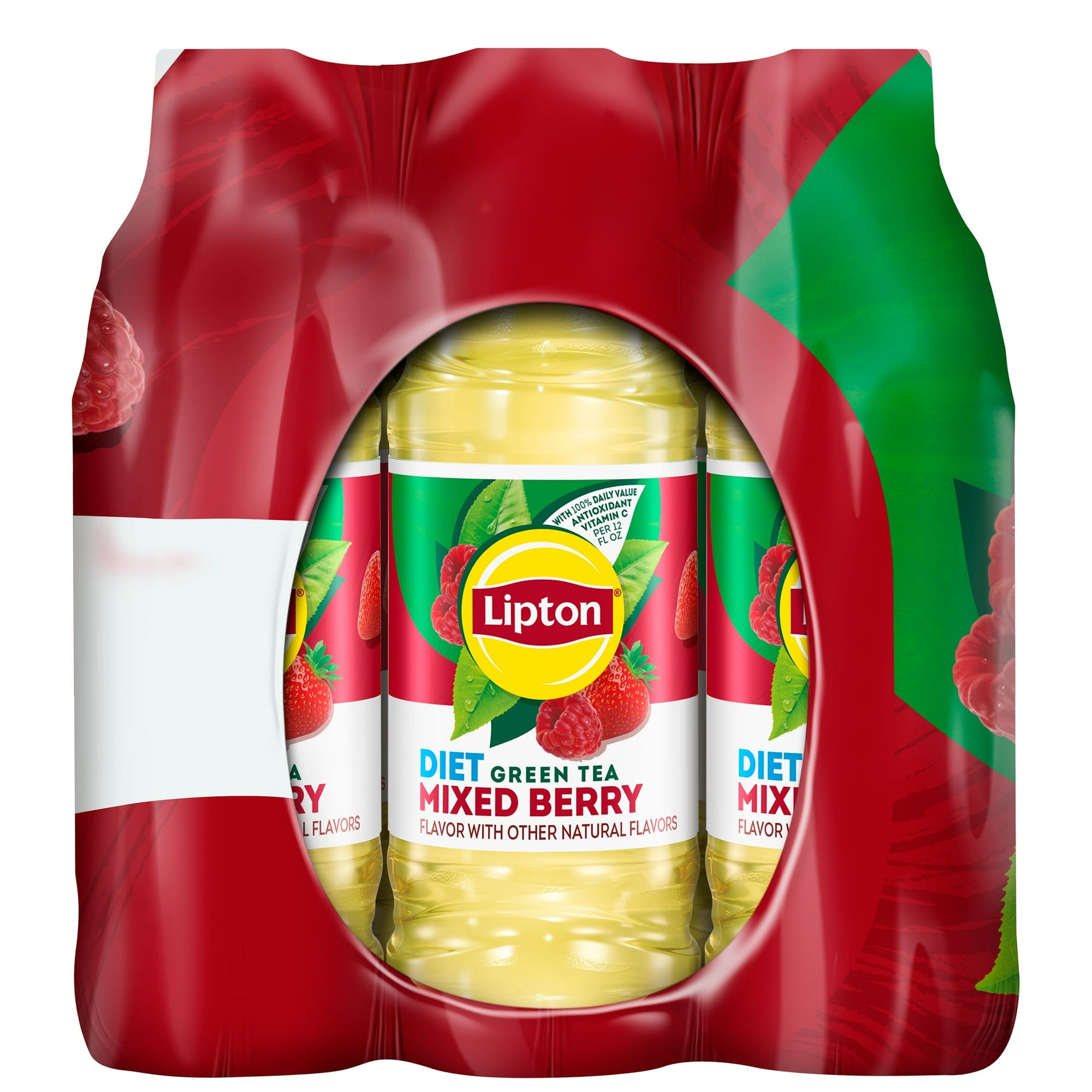 Lipton Diet Green Tea Mixed Berry Iced Tea, 16.9 fl oz, 12 Pack Bottles ...