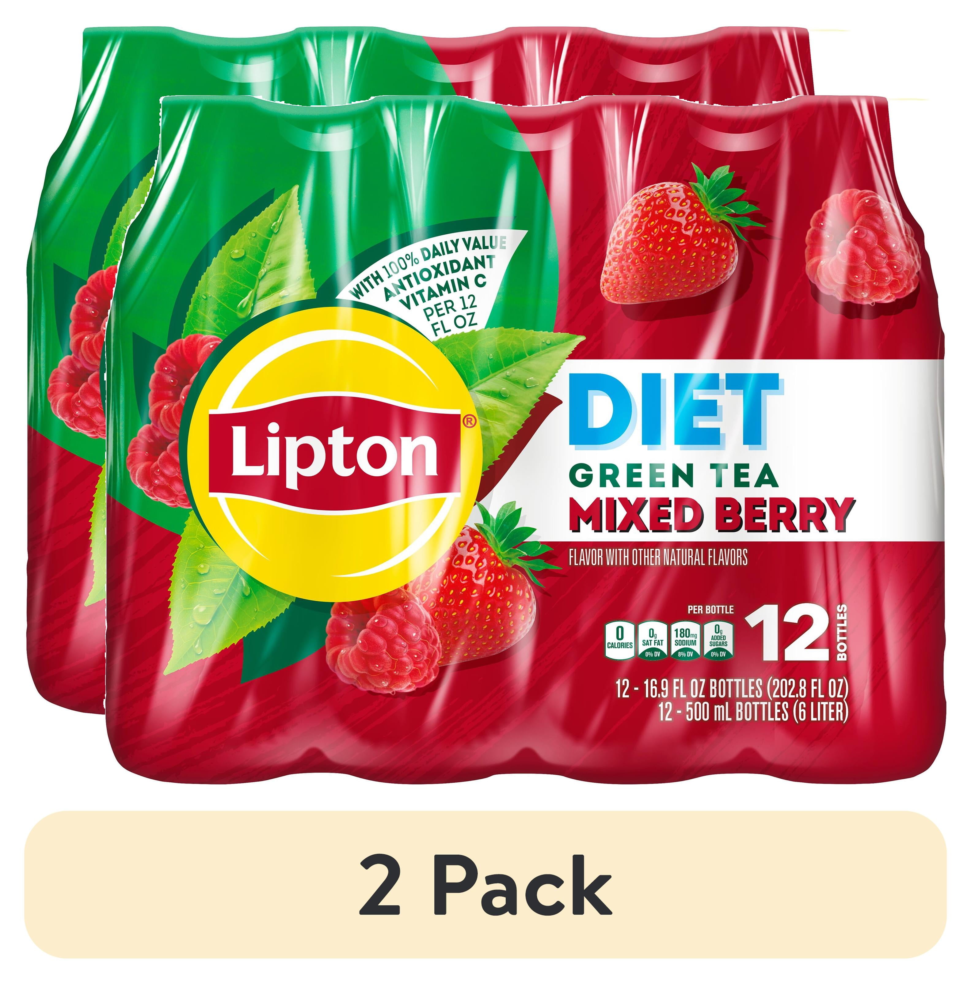 (2 pack) Lipton Diet Green Tea Mixed Berry Iced Tea, 16.9 fl oz, 12 ...