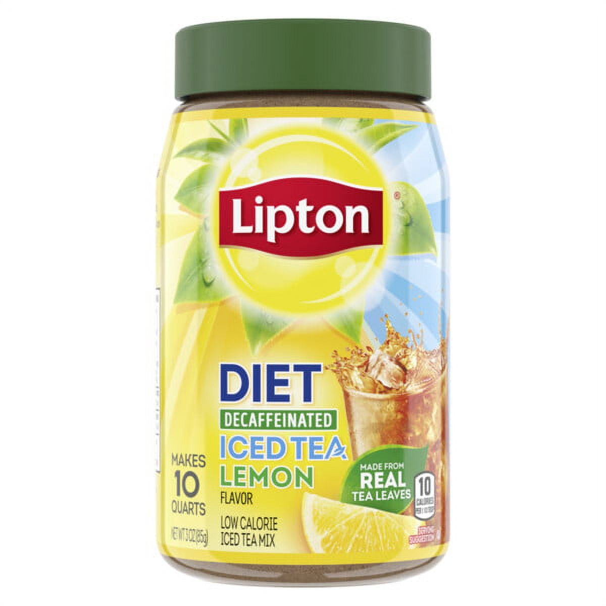 Lipton Diet Decaffeinated Lemon Iced Tea, Sugar-Free, 10 Quarts Makes 2 ...