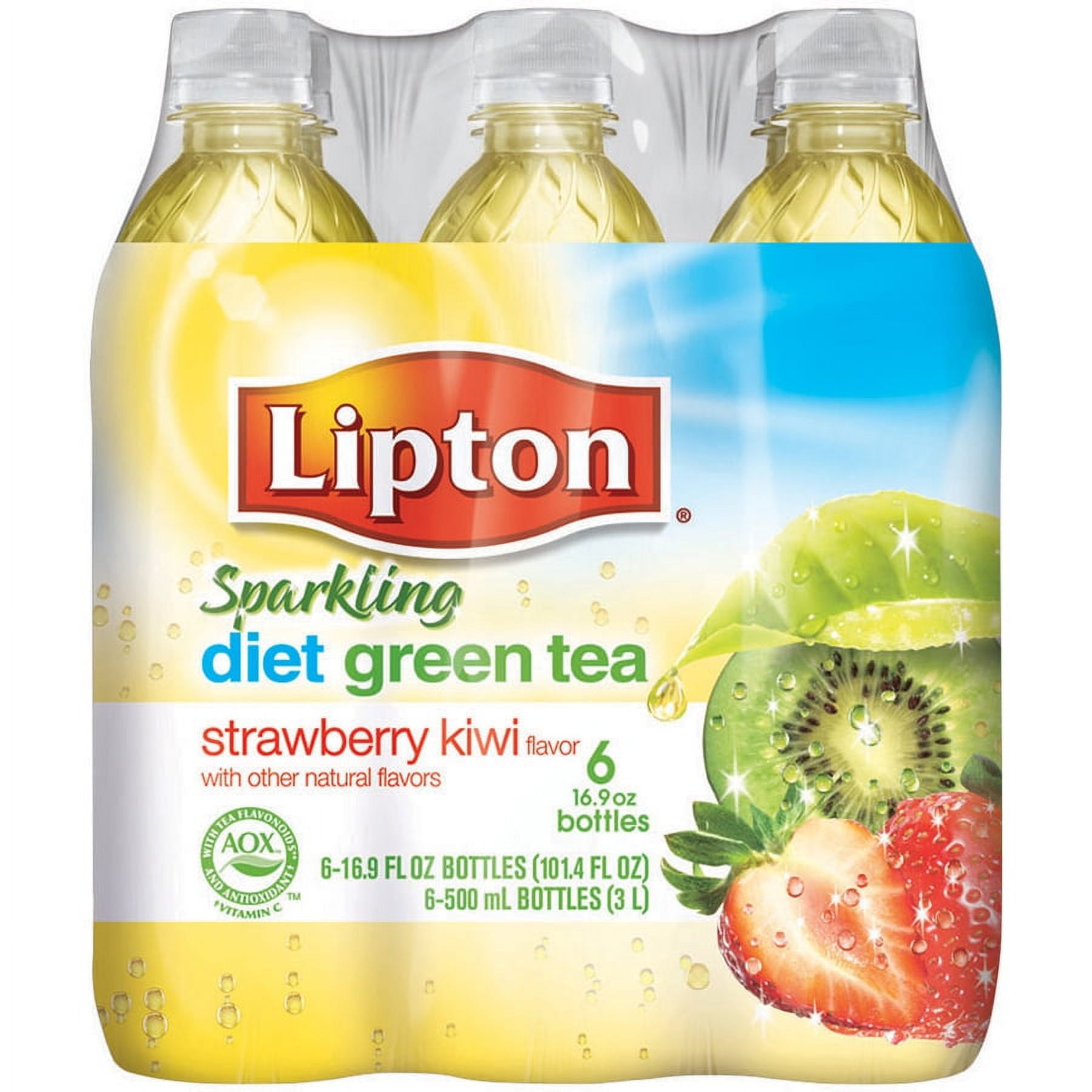Lipton Diet Iced Green Tea with Strawberry Kiwi, 16.9 Fl. Oz., 6 Pack ...