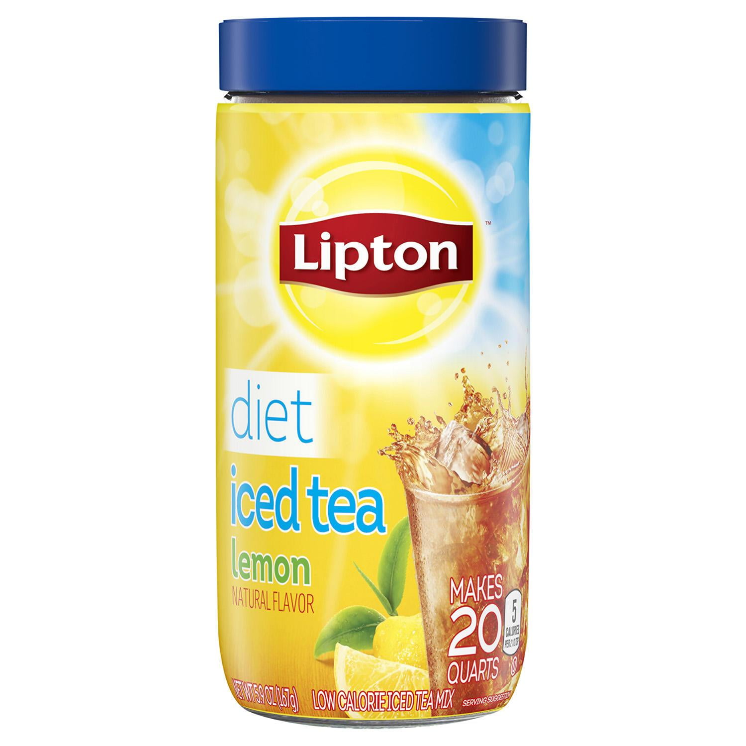 Lipton Diet Lemon Flavor Iced Tea Mix, Sugar-Free, Low-Calorie Drink ...