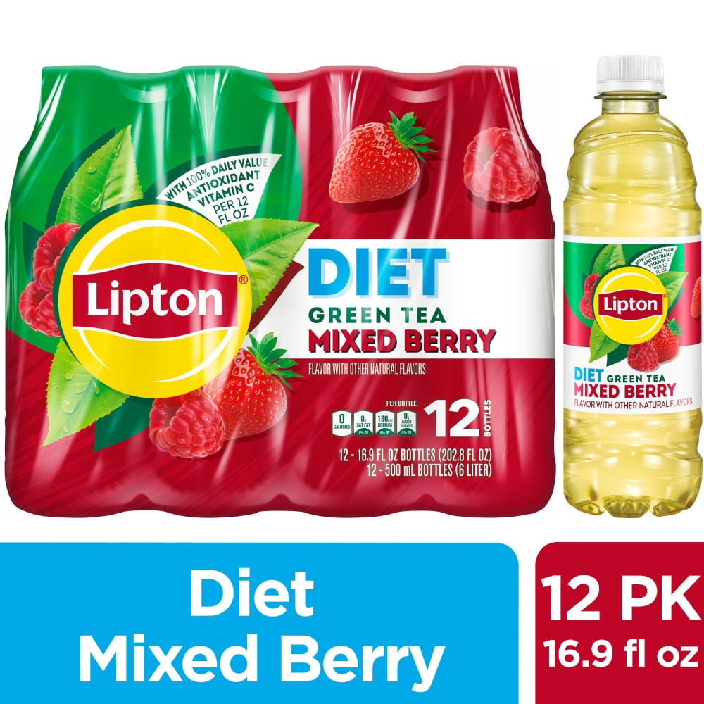 Lipton Diet Mixed Berry Green Iced Tea Multipack Bottles, 12 pk, 16.9 ...