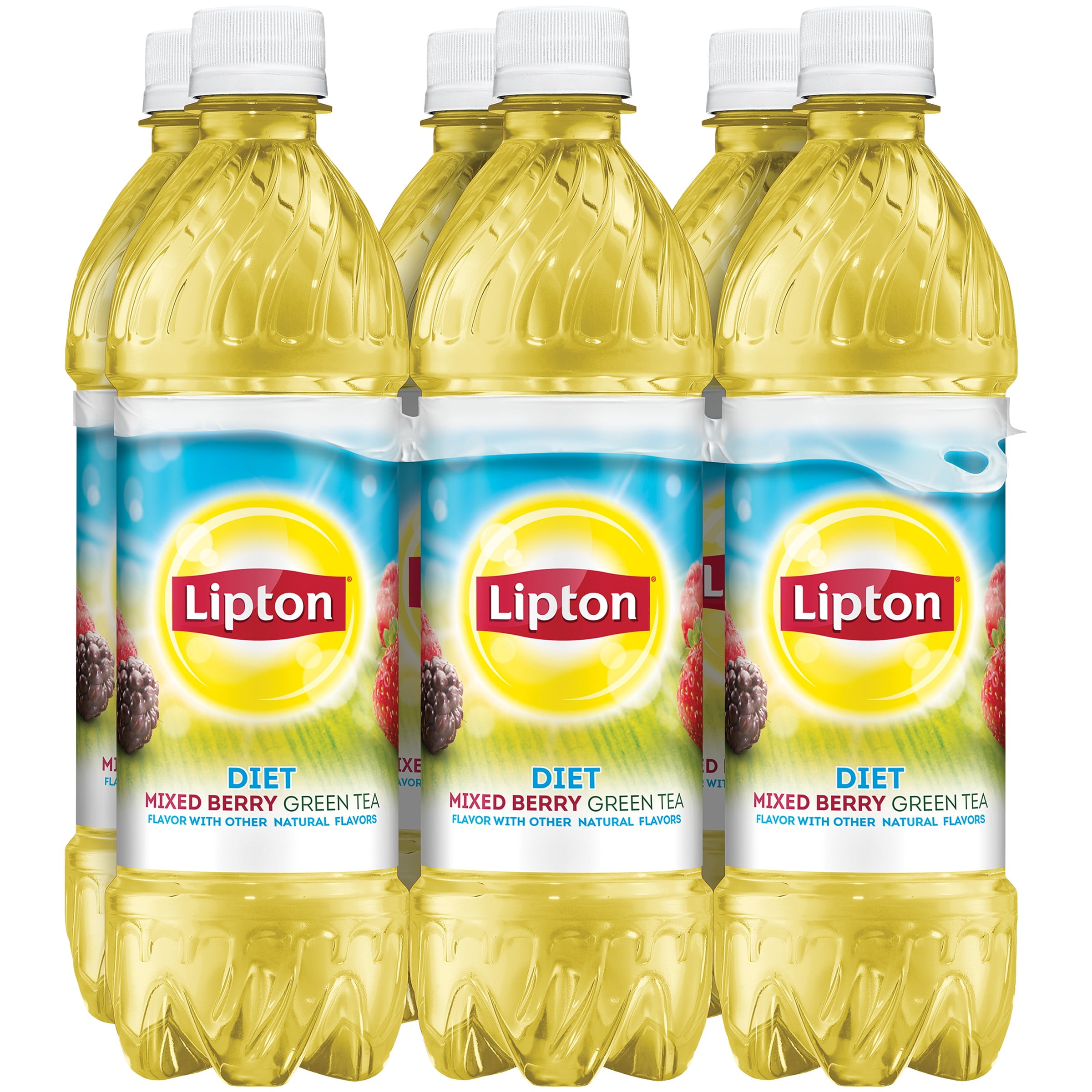 Lipton Diet Mixed Berry Iced Green Tea, 16.9 oz Bottles, 6 Count ...